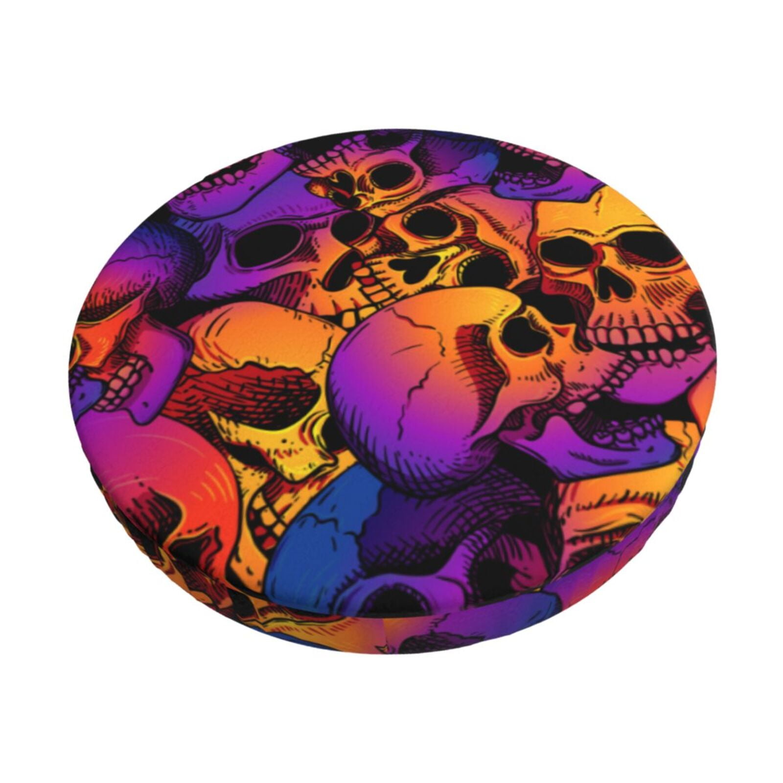 Fotbe Skull Stool Covers Round,Waterproof Round Bar Stool Covers Bar ...