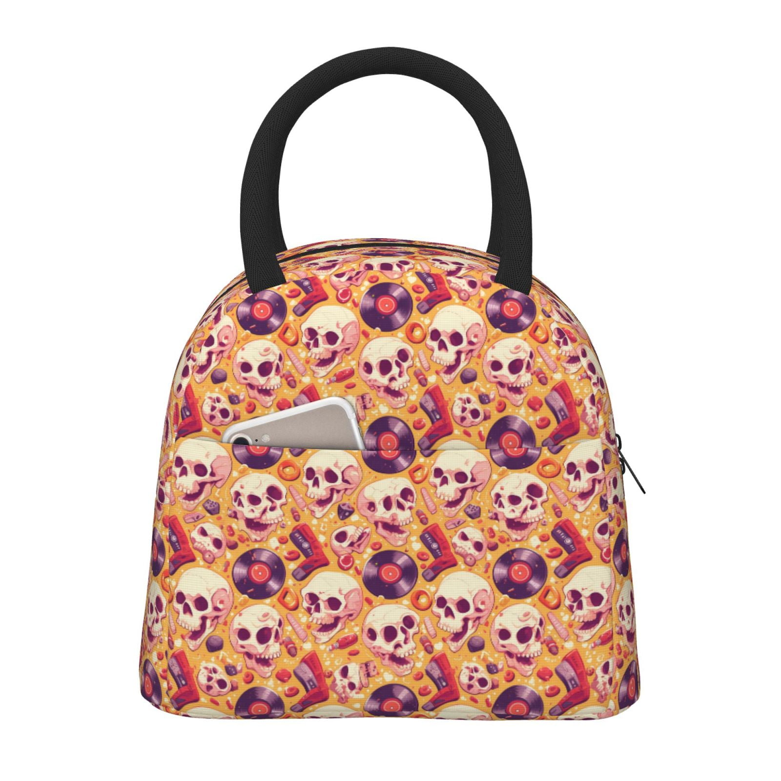 Fotbe Skull rock record Pattern Lunch Bag, Insulated Lunch Box, Small ...