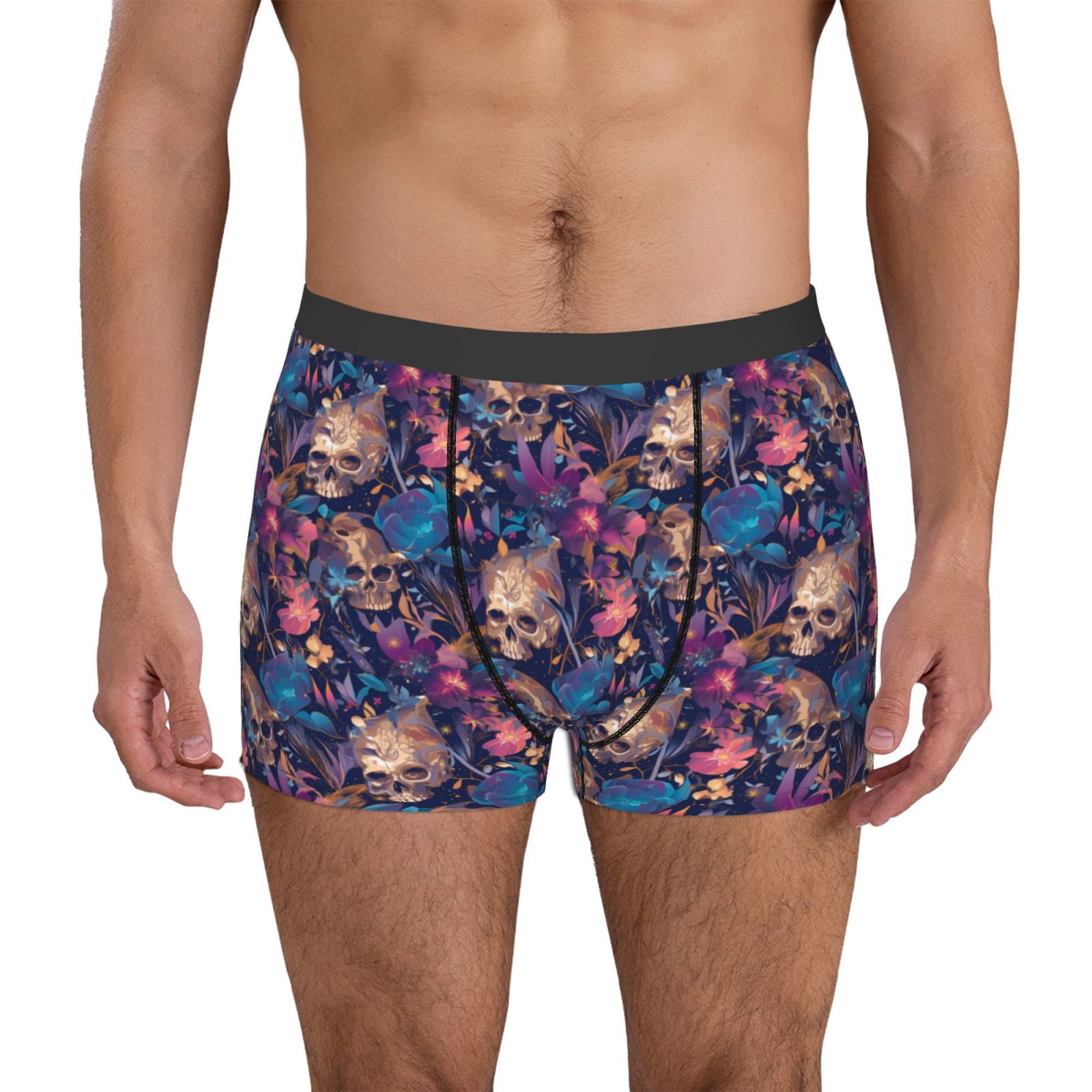 Fotbe Skull starry sky flower Men’s Total Support Pouch Boxer Briefs, X-Temp Cooling, Moisture ...