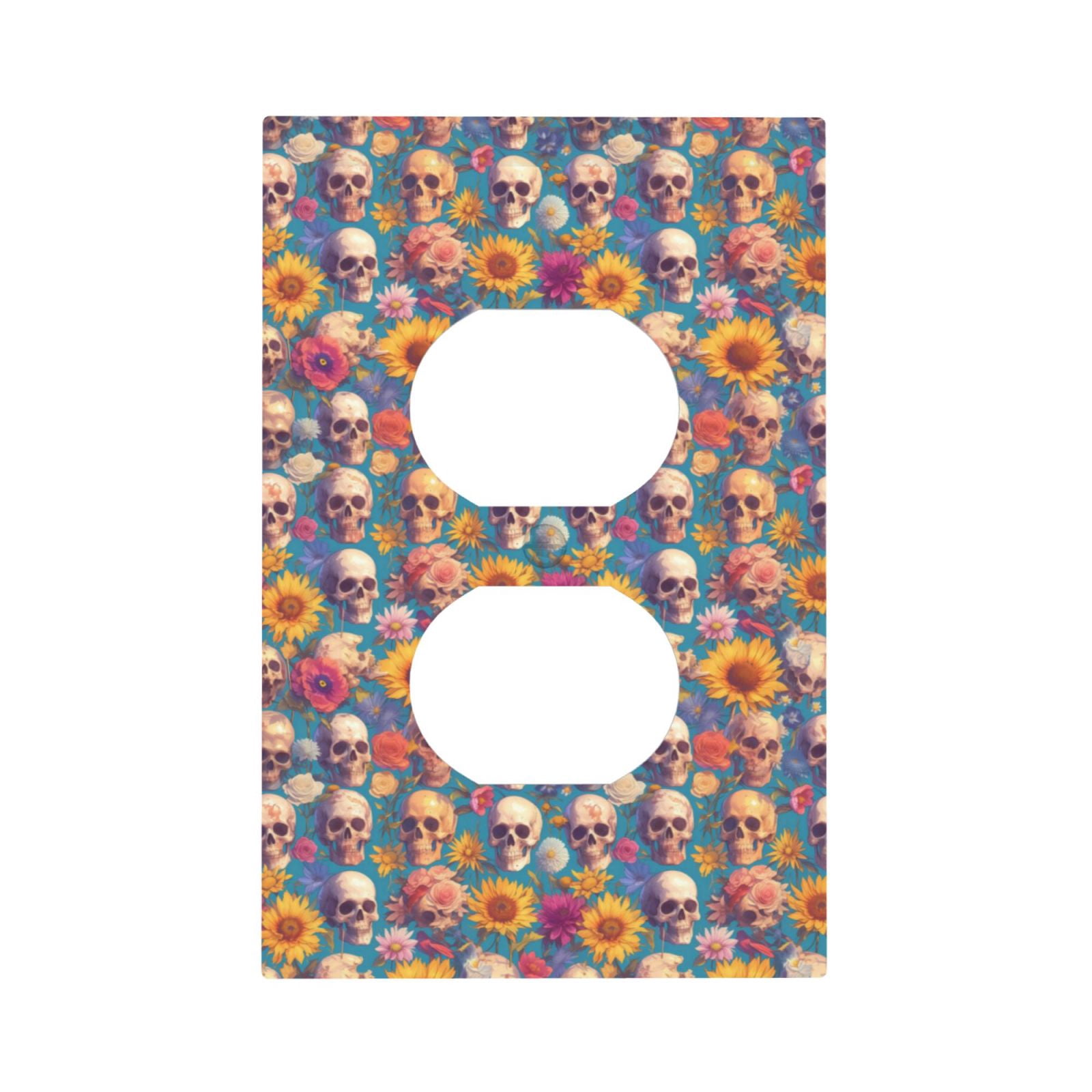 Fotbe Skull sunflower daisy Print Duplex Receptacle Wall Plate, 1-Gang ...