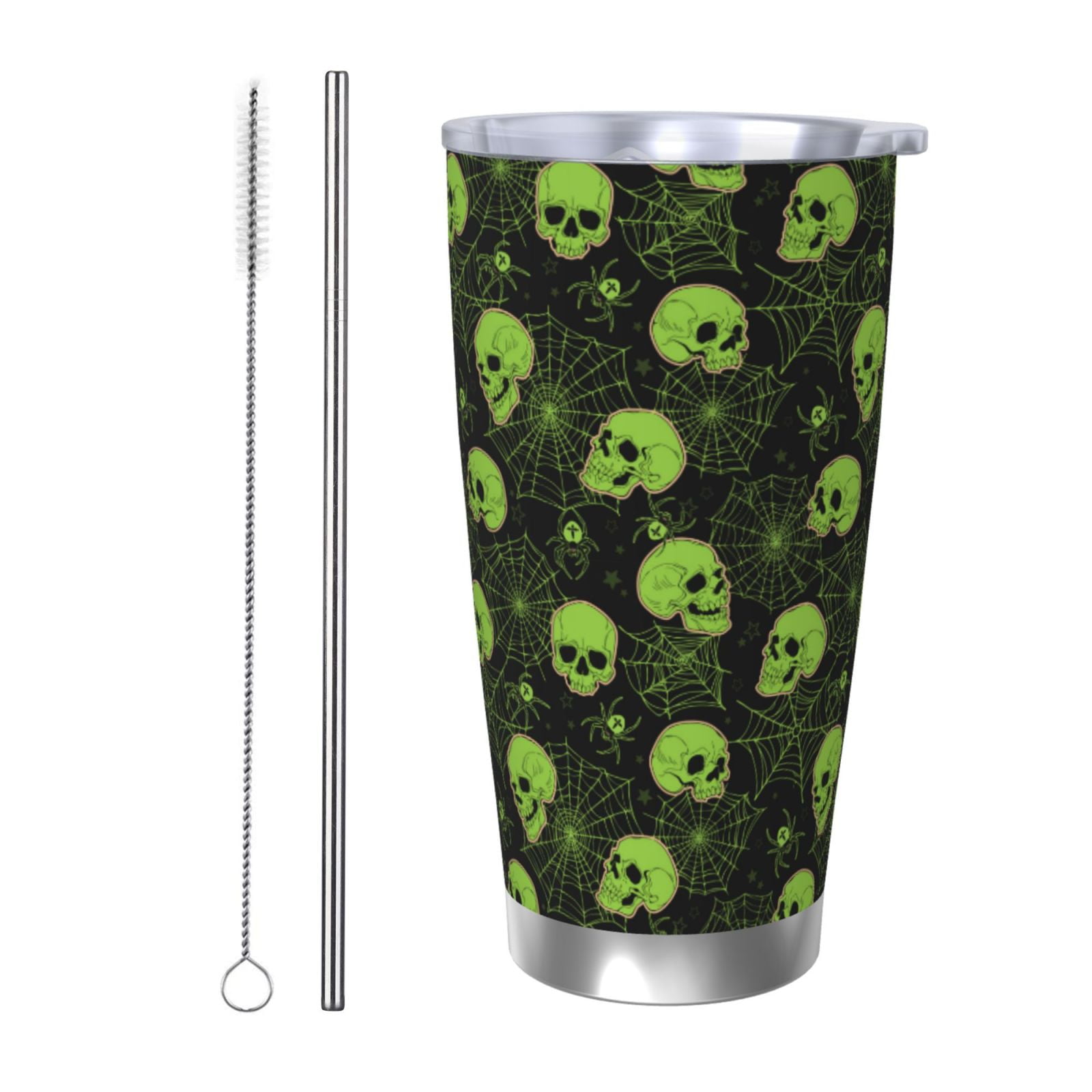 Fotbe Skulls And Cobwebs Pattern 20 oz Tumbler Stainless Steel Vacuum ...