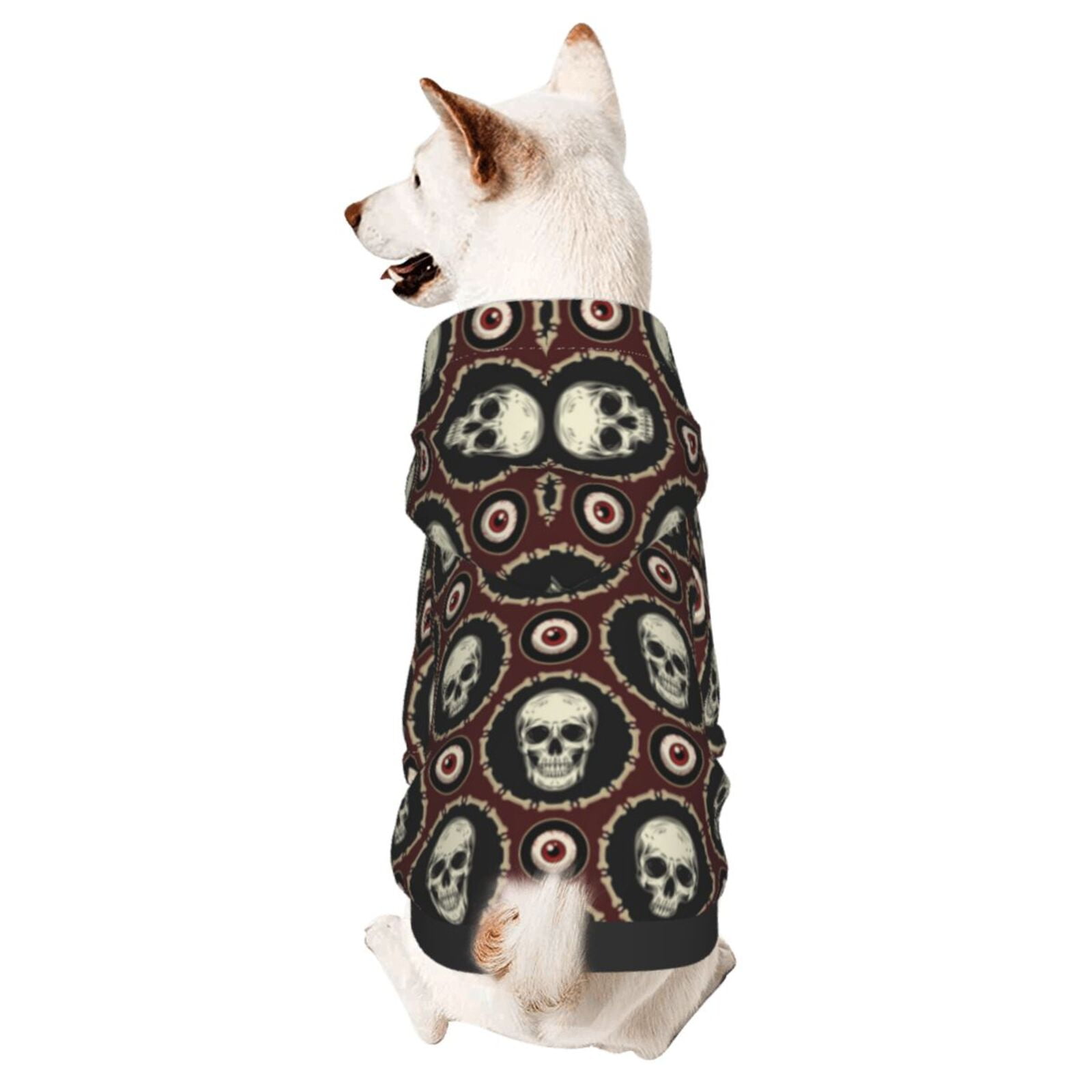 Fotbe Skulls And Red Eyeballs Print Small Dog Sweater Hoodies Pet Grey ...
