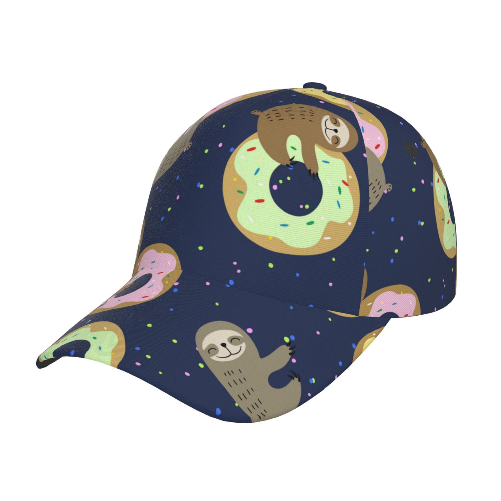 Fotbe Sloth With Donuts Baseball Cap, Sloth With Donuts Print Dad Hat ...
