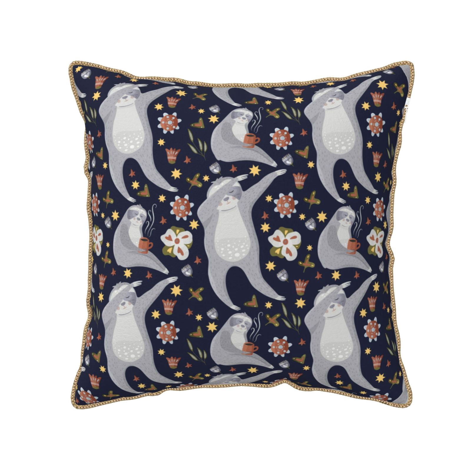 Fotbe Sloths Dancing Pattern Velvet Decorative Throw Pillow Covers with ...