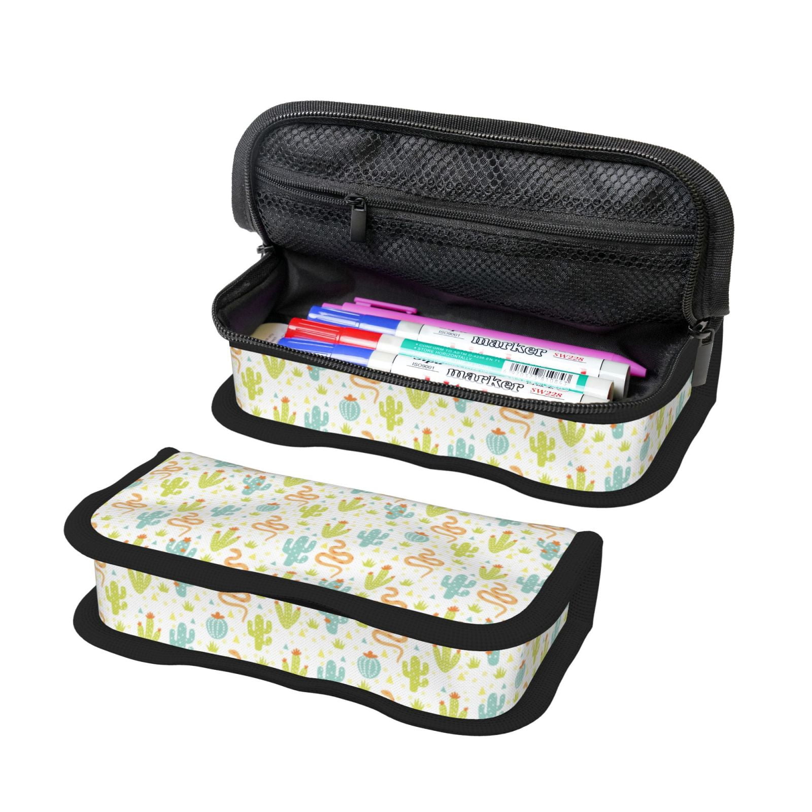 Fotbe Snake And Cactus Pattern Pencil Case,Canvas Pen Case, Multi- Slot ...