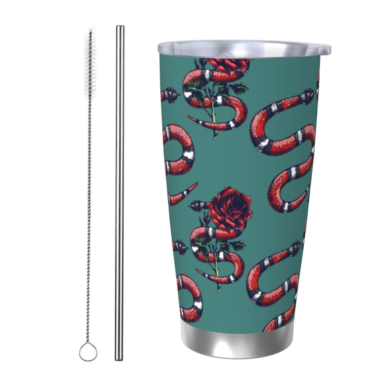 Fotbe Snake And Rose Pattern 20 oz Tumbler Stainless Steel Vacuum ...