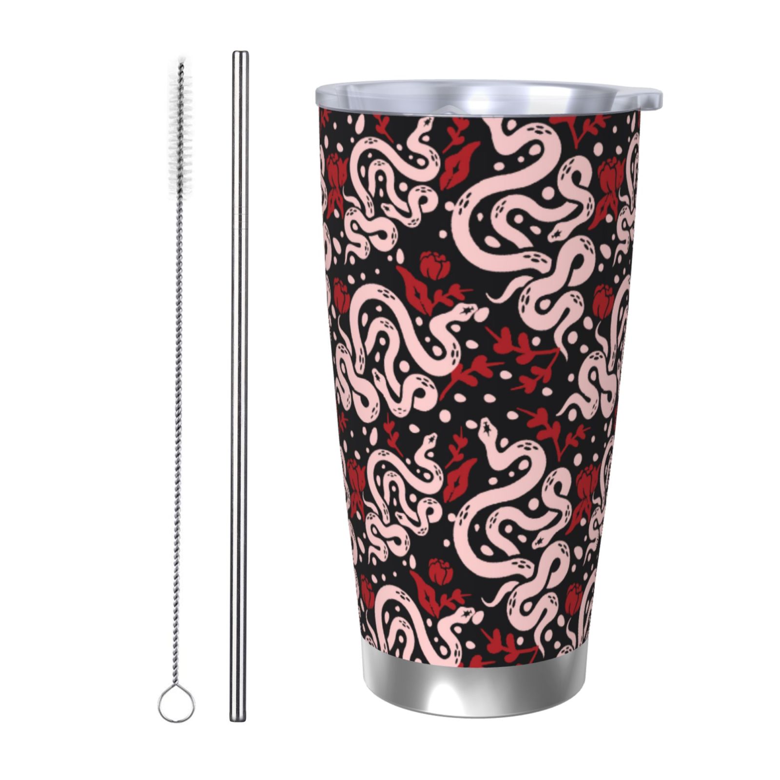 Fotbe Snake And Rose Pattern 20 oz Tumbler Stainless Steel Vacuum ...