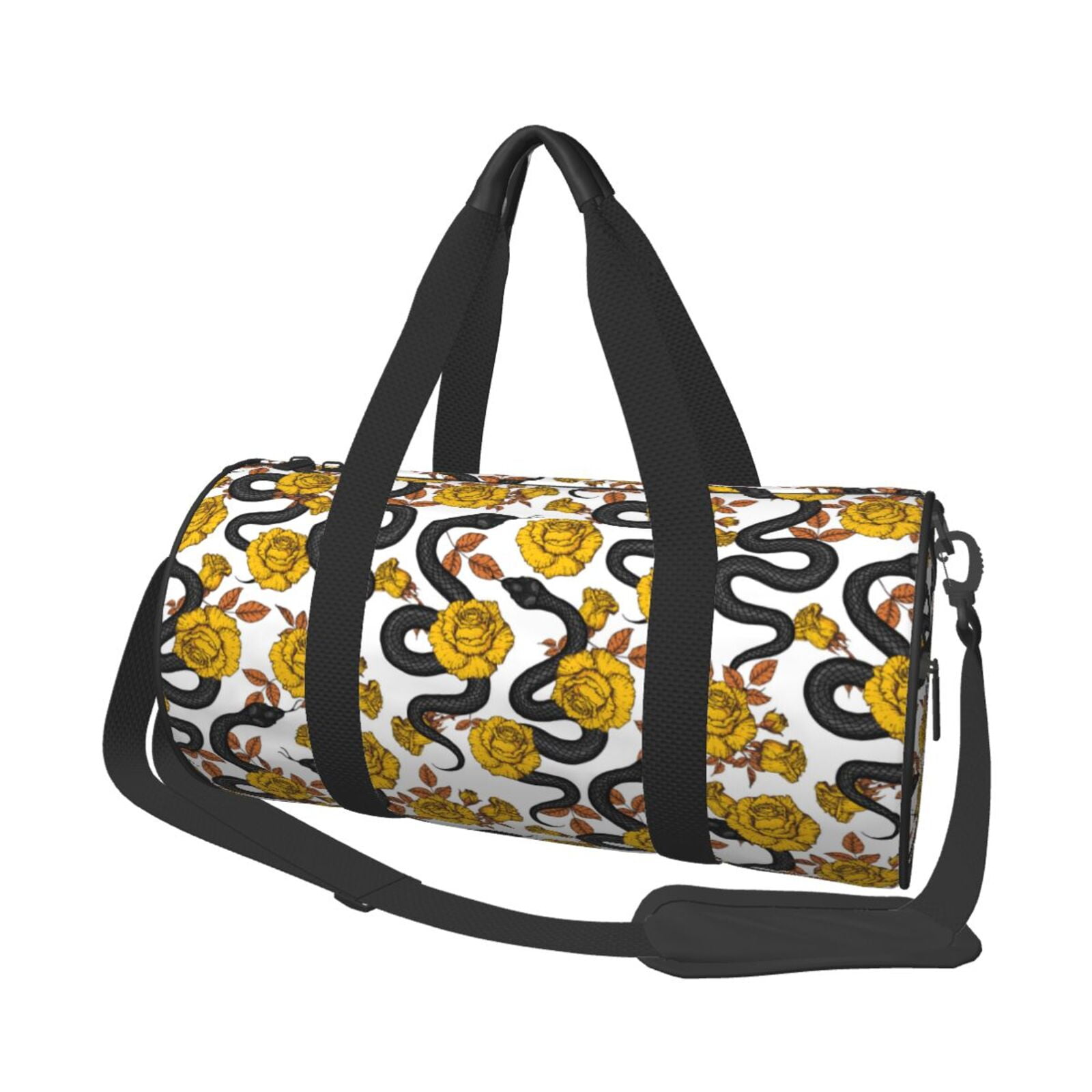 Fotbe Snake And Rose Pattern Foldable Sports Gym Bag with Wet Dry ...