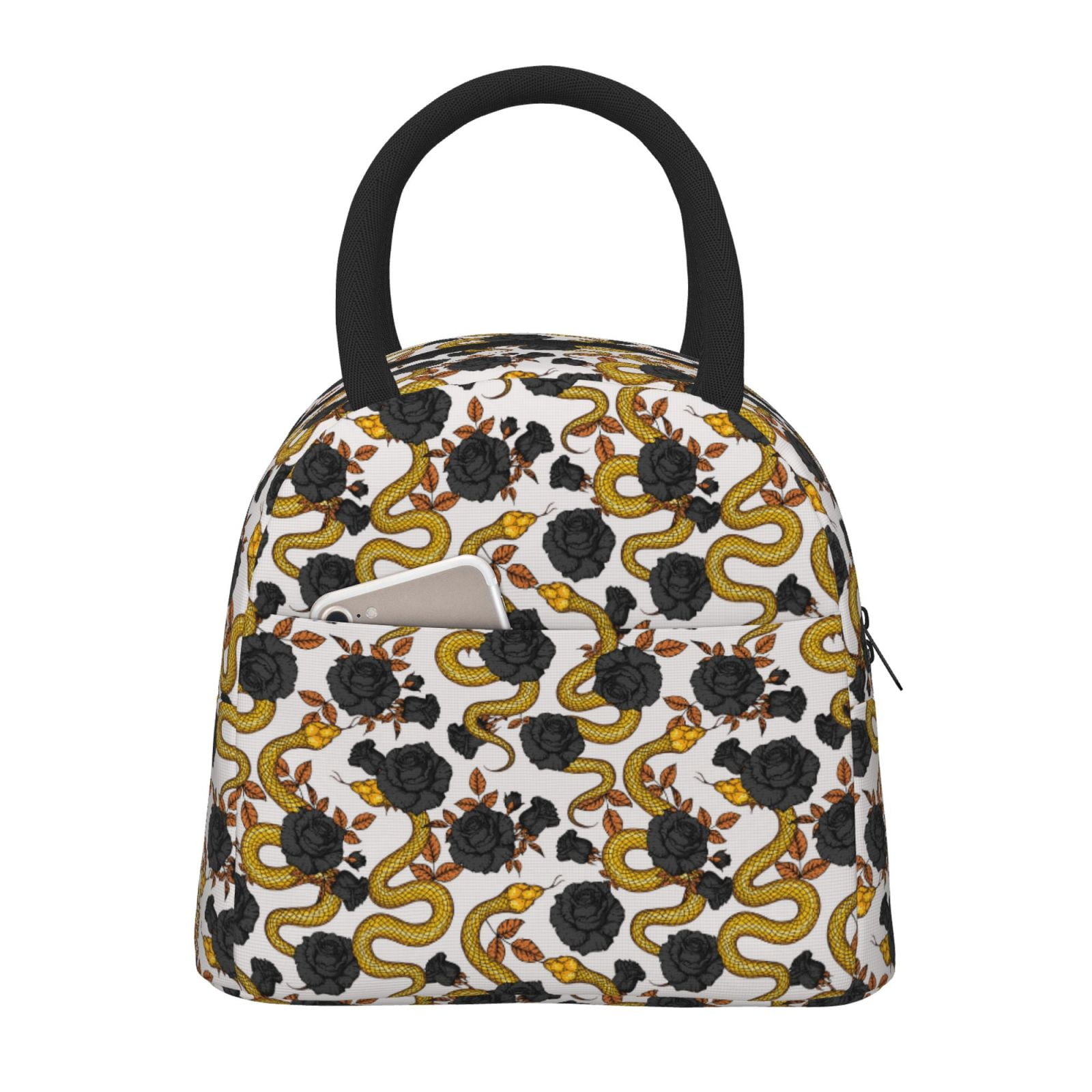 Fotbe Snake And Rose Pattern Lunch Bag, Insulated Lunch Box, Small ...