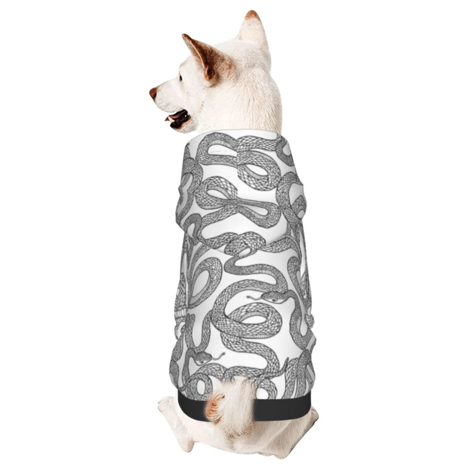 Fotbe Snake Print Small Dog Sweater Hoodies Pet Grey Hooded Soft Fleece ...