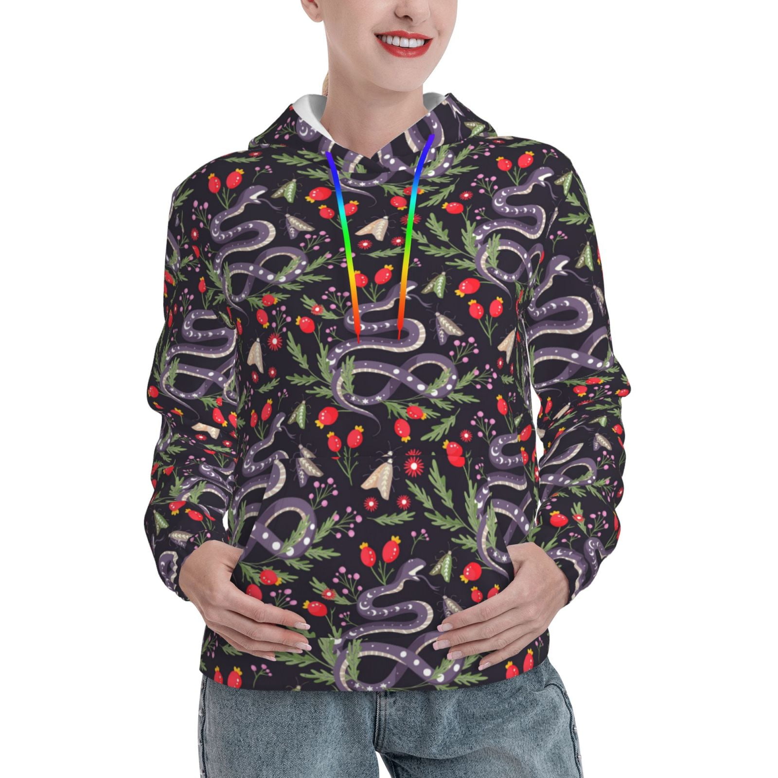 Fotbe Snakes And Snake Fruit Pattern Womens Long Sleeve Hoodie ...