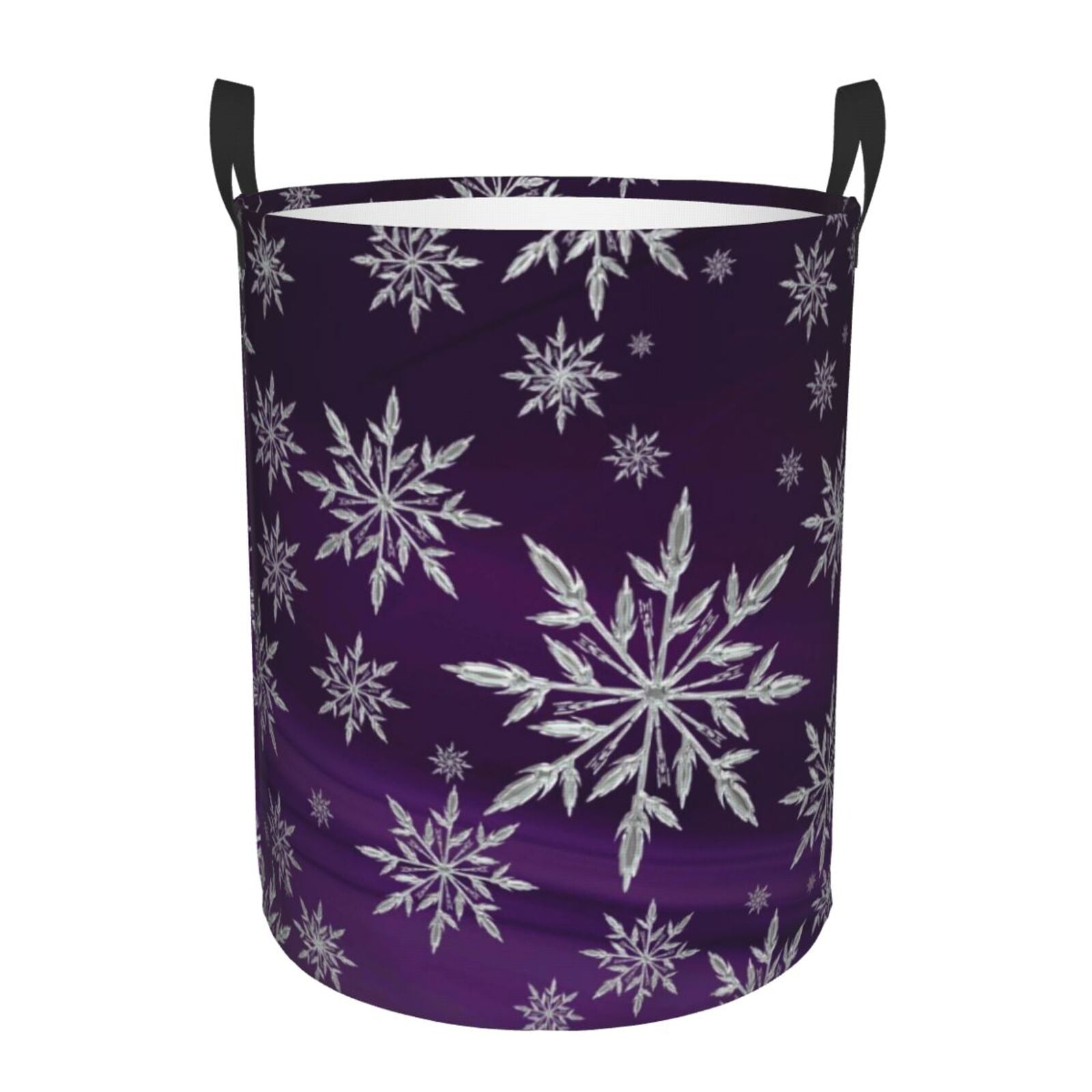 Fotbe Snowflake Gradient Purple Laundry Basket with Handles, Waterproof ...