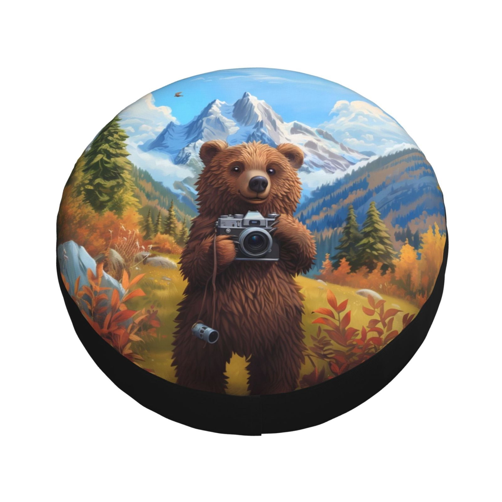 Fotbe Snowy Mountain Photography Bear Spare Tire Cover Thickening ...