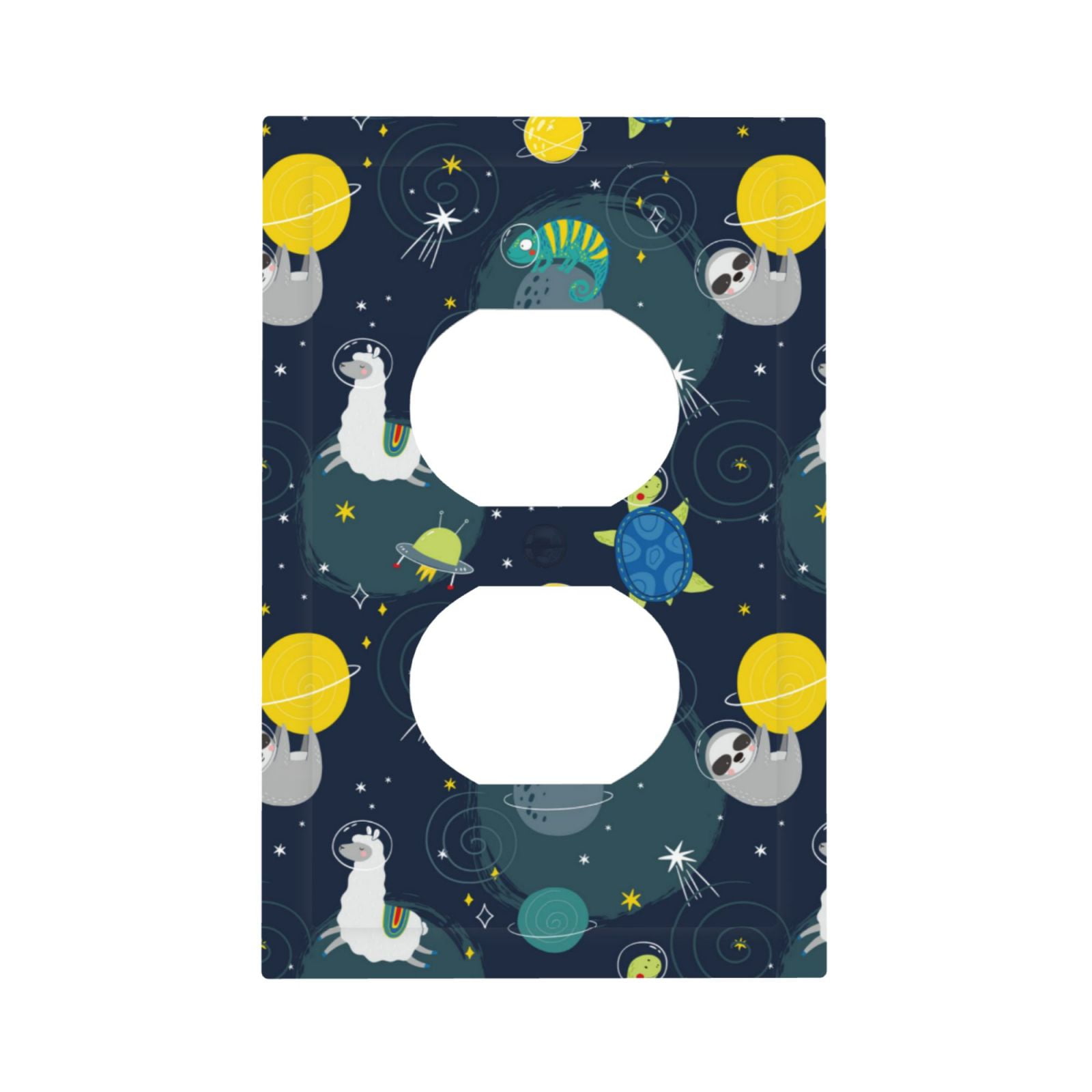 Fotbe Space and Animals Print Duplex Receptacle Wall Plate, 1-Gang 5.0 ...