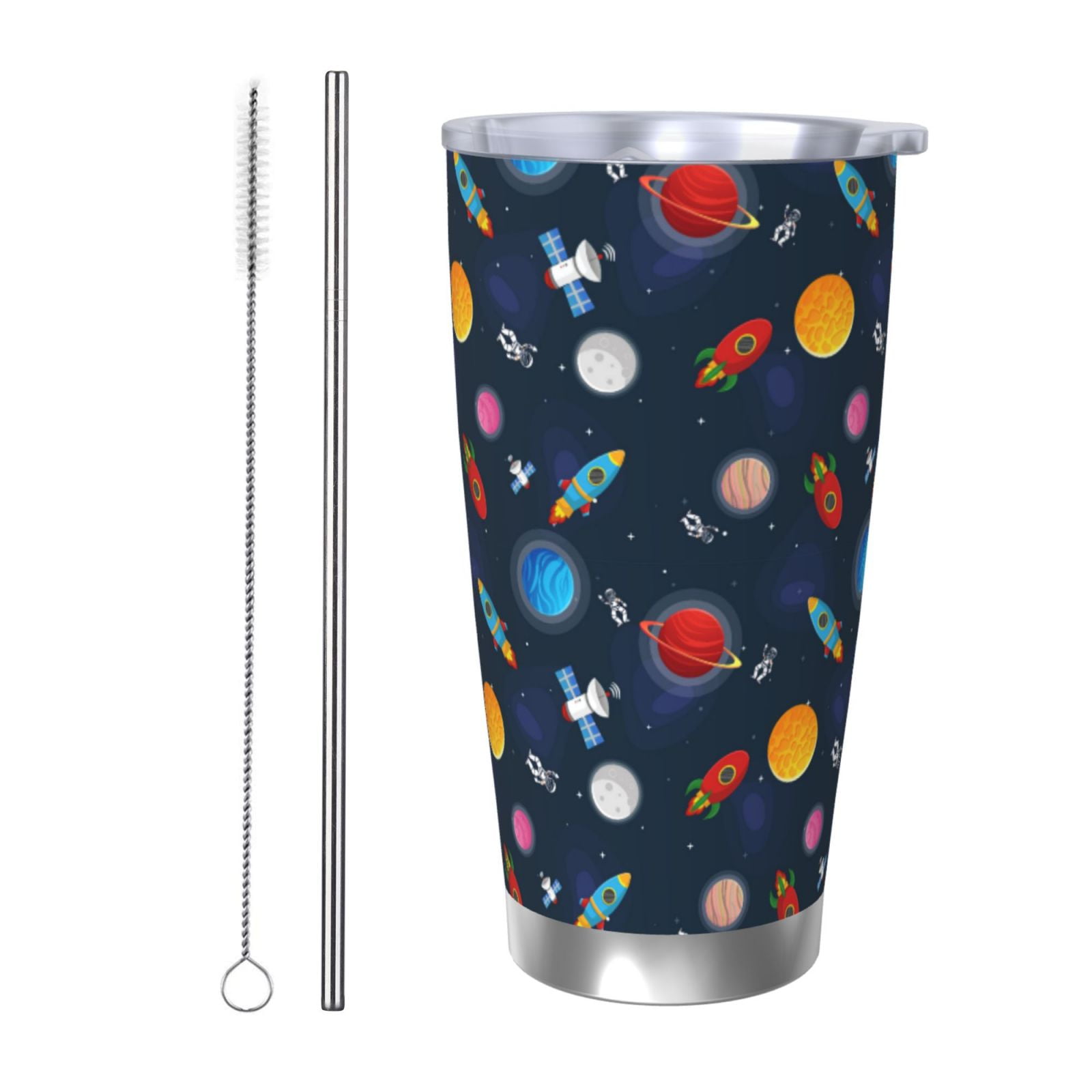 Fotbe Space Cartoon Pattern 20 oz Tumbler Stainless Steel Vacuum Insulated Coffee Ice Cup Double ...