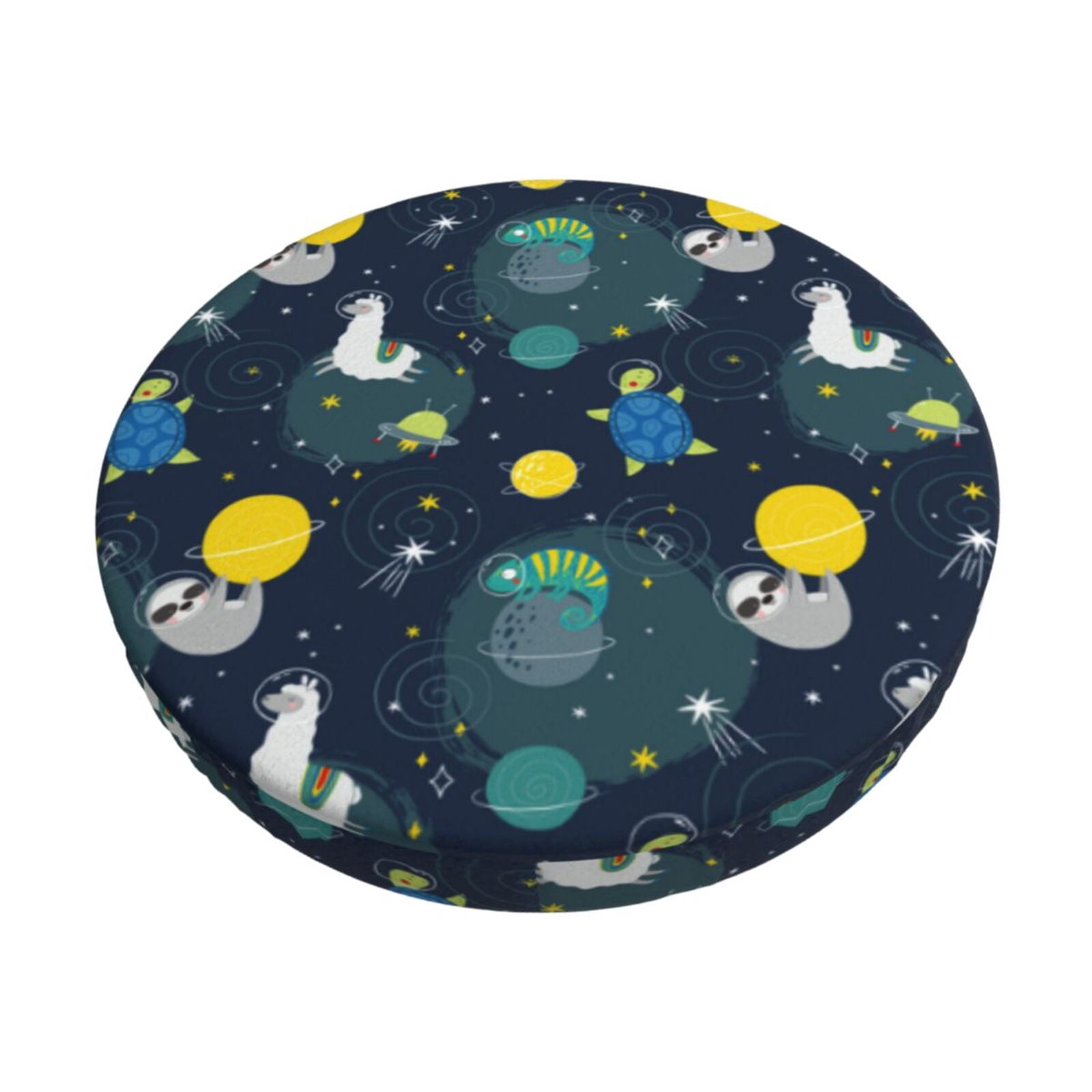 Fotbe Space and Animals Stool Covers Round,Waterproof Round Bar Stool ...