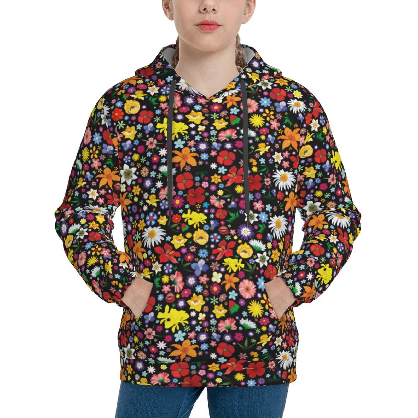 Fotbe Spring And Summer Flowers Pattern Youth Pullover Hooded ...