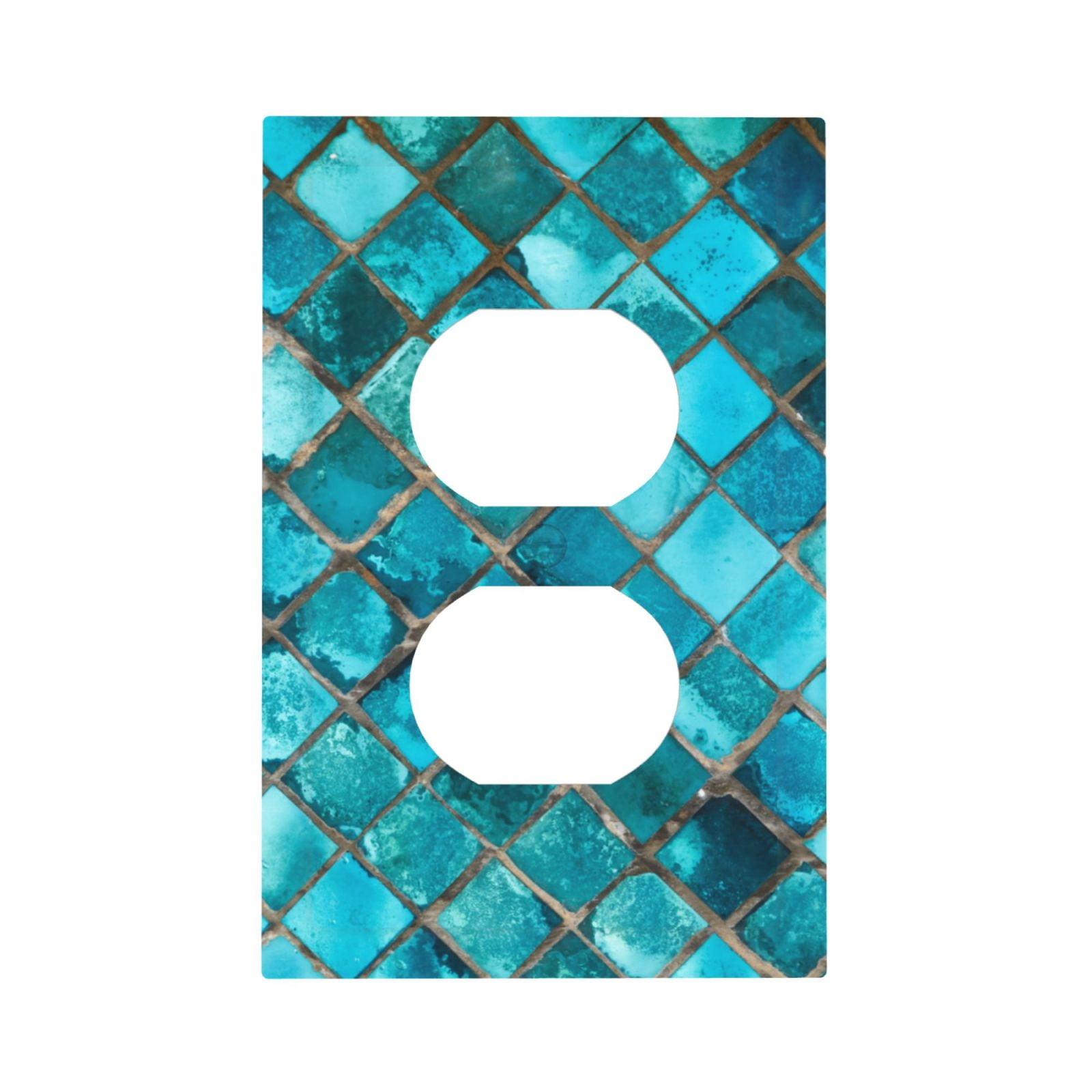 Fotbe Square Glass Mosaic Print Duplex Receptacle Wall Plate, 1-Gang 5. ...