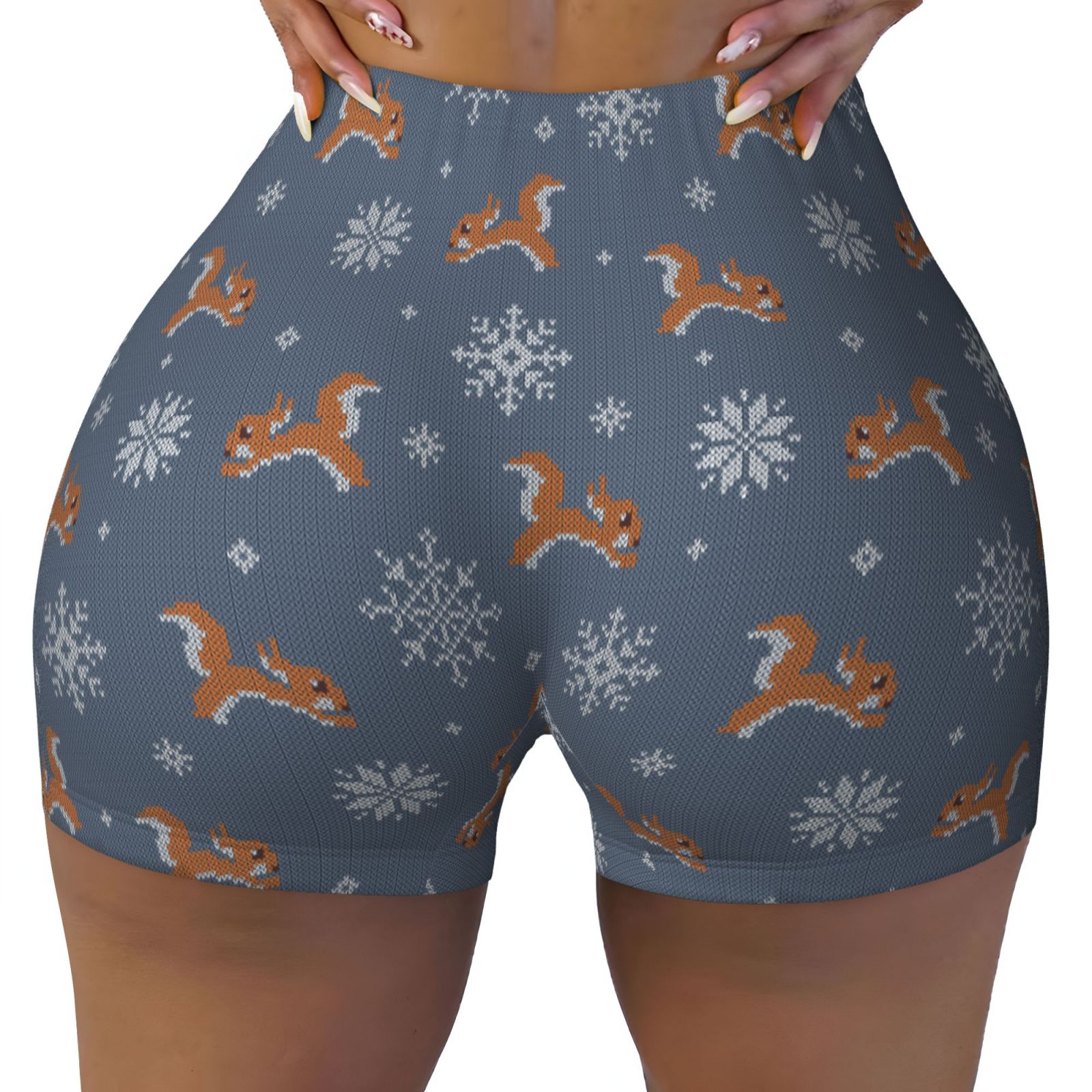 Fotbe Squirrel And Snowflakes Seamless Shorts, Womens Workout Shorts ...