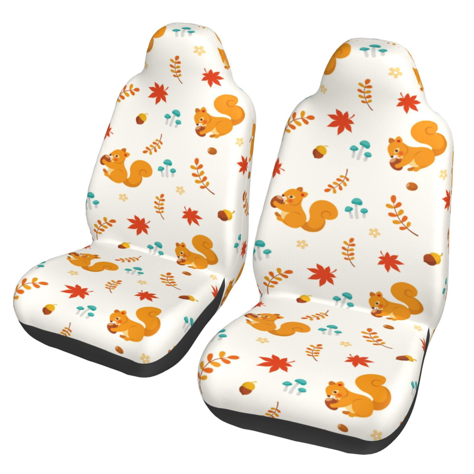 Fotbe Squirrel Maple Leaves And Nuts Pattern Automotive Seat Covers for ...