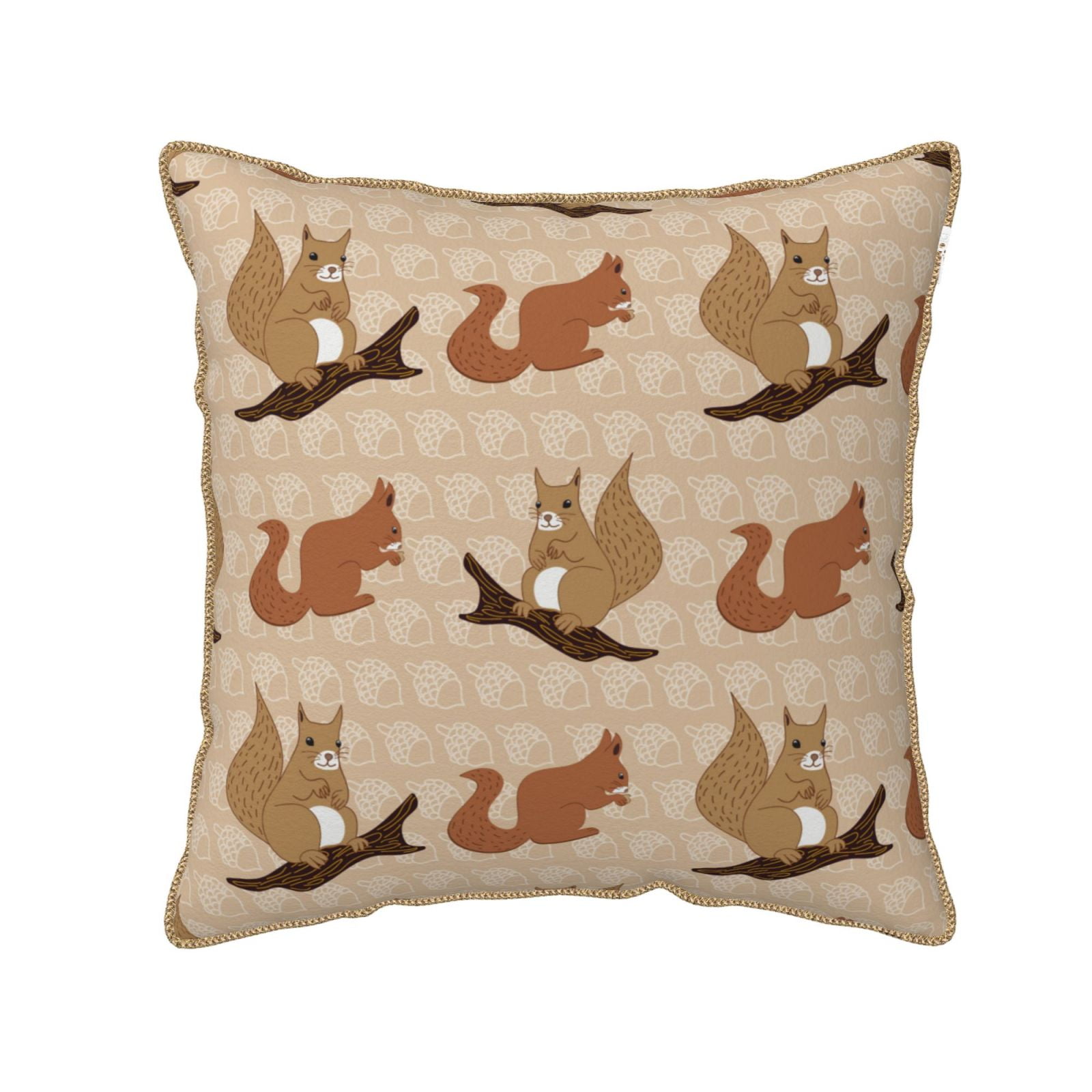 Fotbe Squirrel nut backgrounds Pattern Velvet Decorative Throw Pillow ...