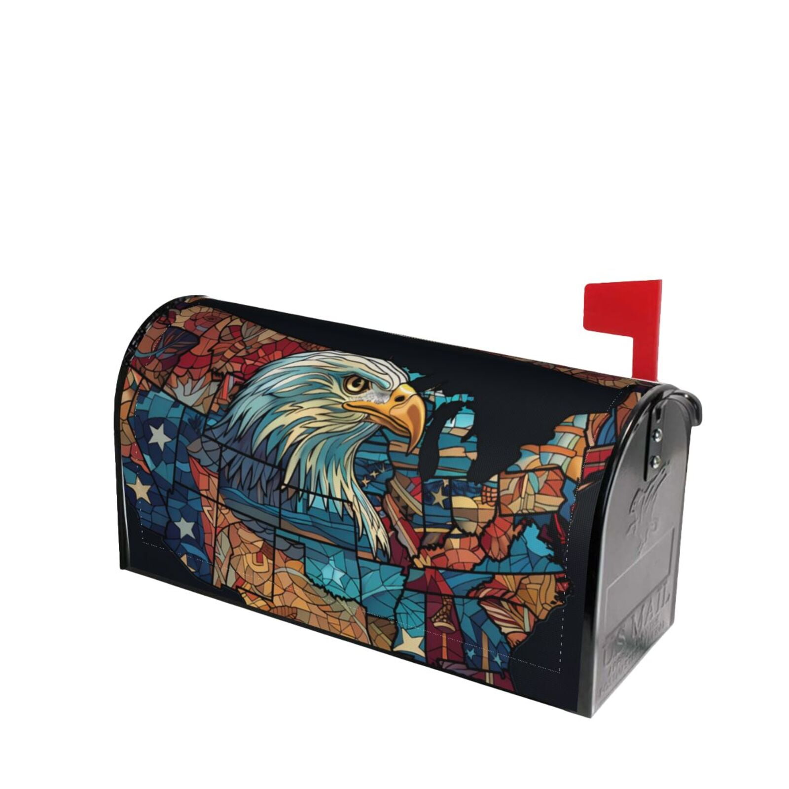 Fotbe Stained Glass Eagle USA Mailbox Covers Post Letter Box Cover ...