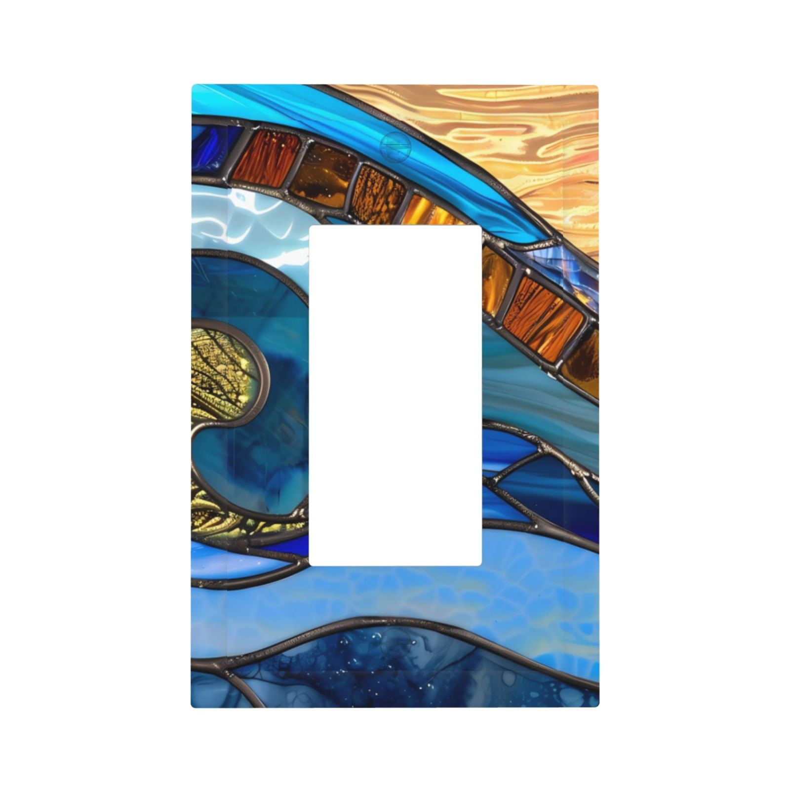 Fotbe Stained Glass Ocean Wave Print Duplex Receptacle Wall Plate, 1 ...