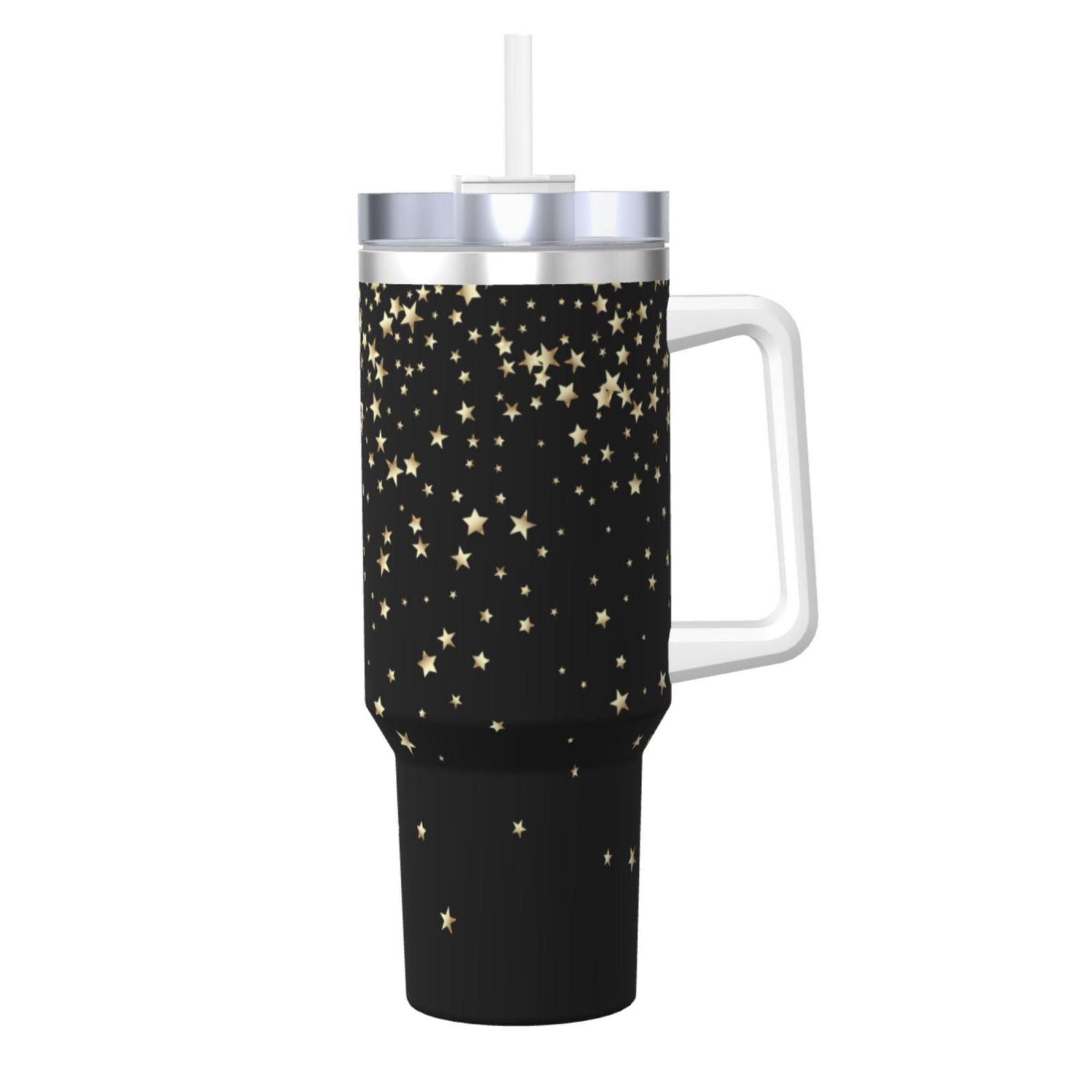 Fotbe Star Silver Glitter Pattern 40oz Ice Bully With Handle And Straw ...