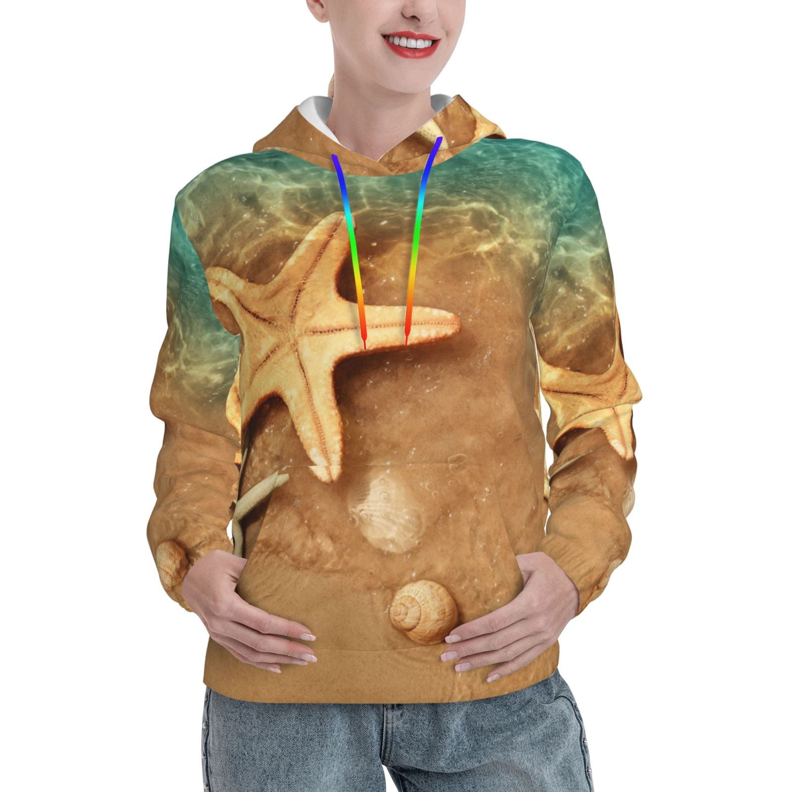 Fotbe Starfish And Seashell 1 Pattern Womens Long Sleeve Hoodie ...