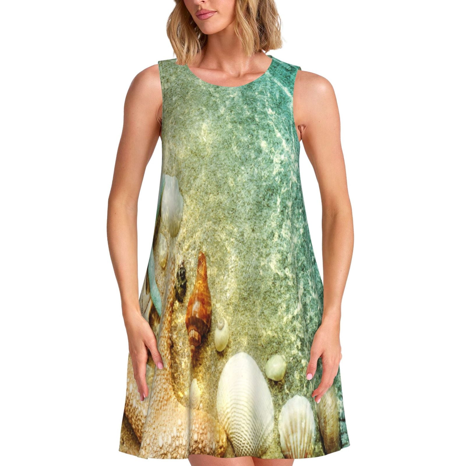 Fotbe Starfish And Seashell Pattern Women’s Summer Tank Midi Dress ...