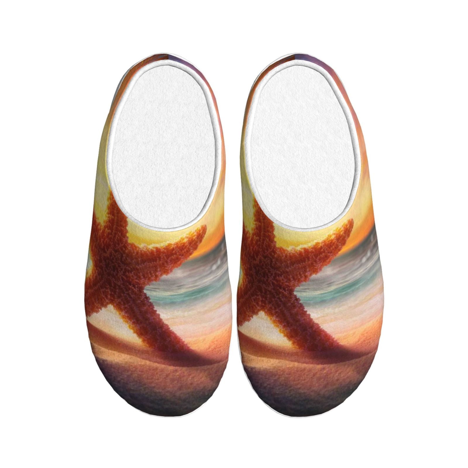 Fotbe Starfish Sunset Sea Beach Pattern Women's Fuzzy Curly Fur Memory ...