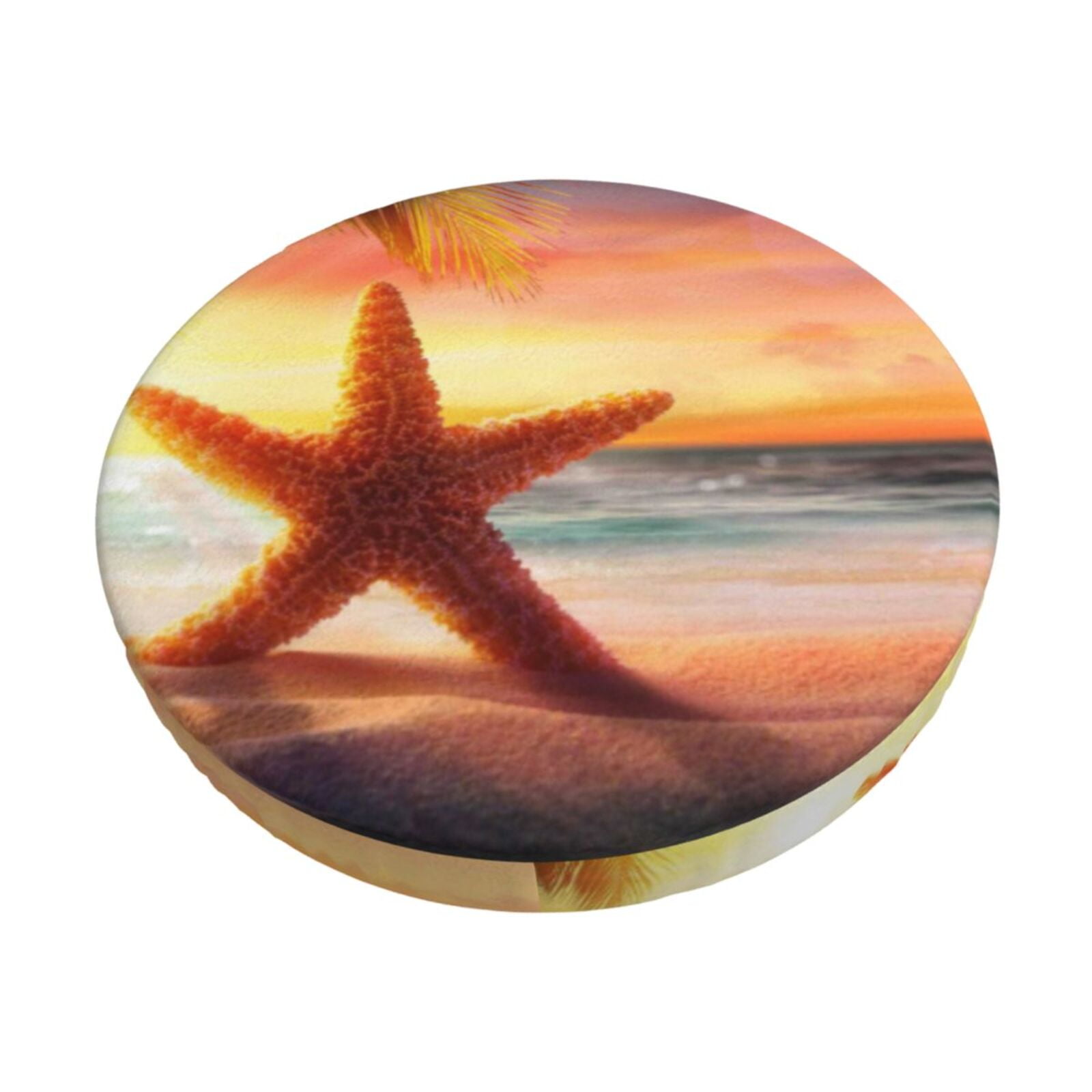 Fotbe Starfish Sunset Sea Beach Stool Covers Round,Waterproof Round Bar ...