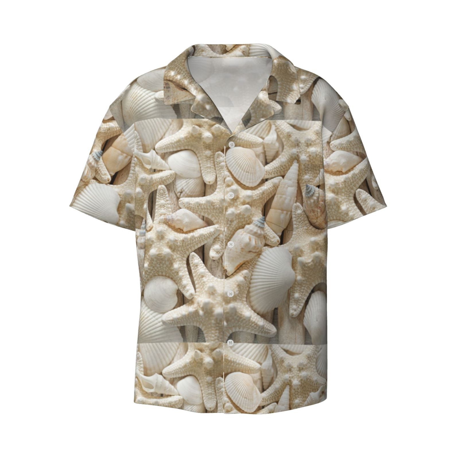 Fotbe Starfish and Sea Shells print Short Sleeve Button Down Shirts for ...