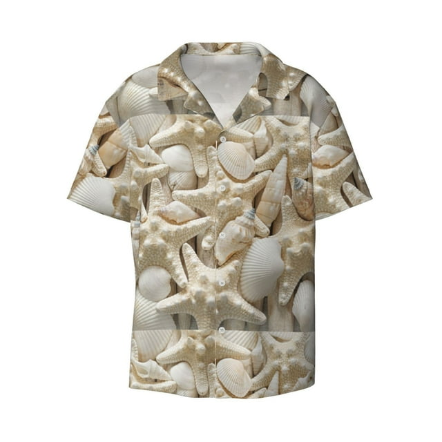 Fotbe Starfish and Sea Shells print Short Sleeve Button Down Shirts for ...