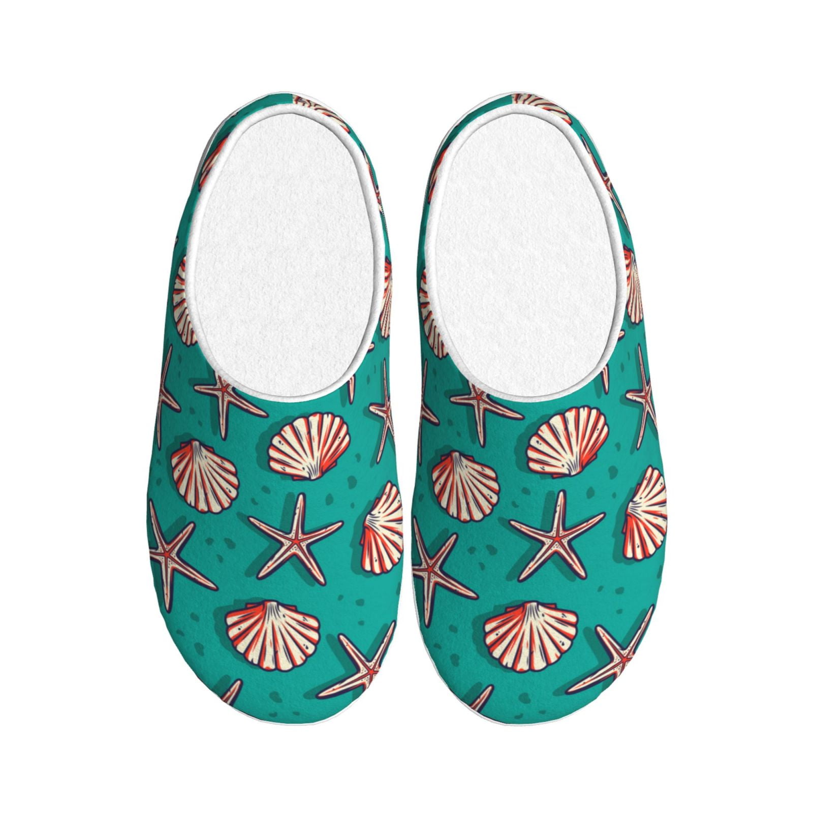 Fotbe Starfish and Shell Pattern Women's Fuzzy Curly Fur Memory Foam ...