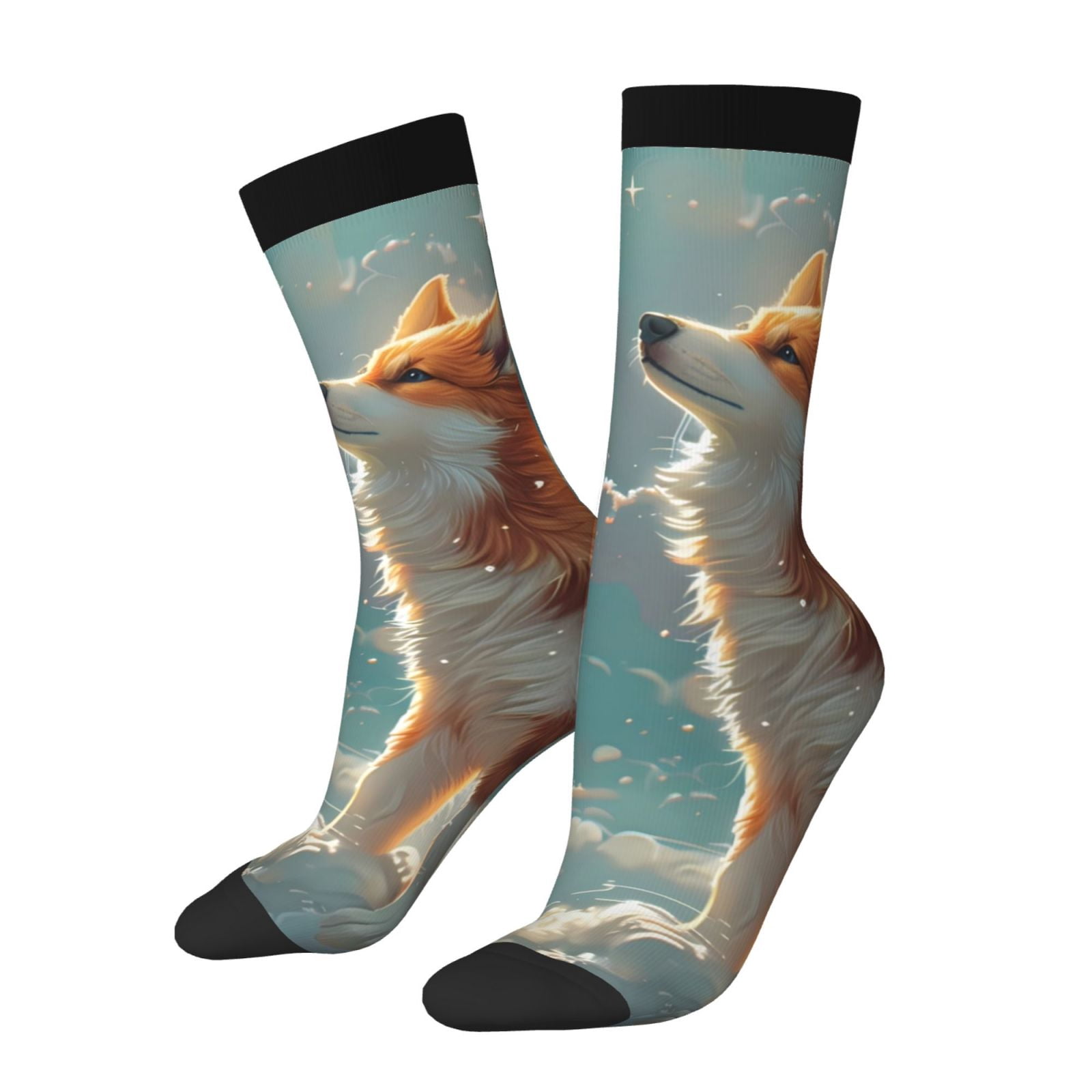 Fotbe Starry Sky Cloud Fox Pattern Long Socks for Men & Women ...