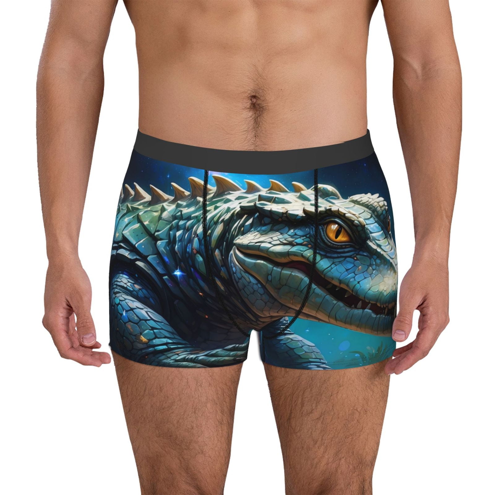 Fotbe Starry Sky Colorful Crocodile A Men’s Total Support Pouch Boxer Briefs, X-Temp Cooling ...