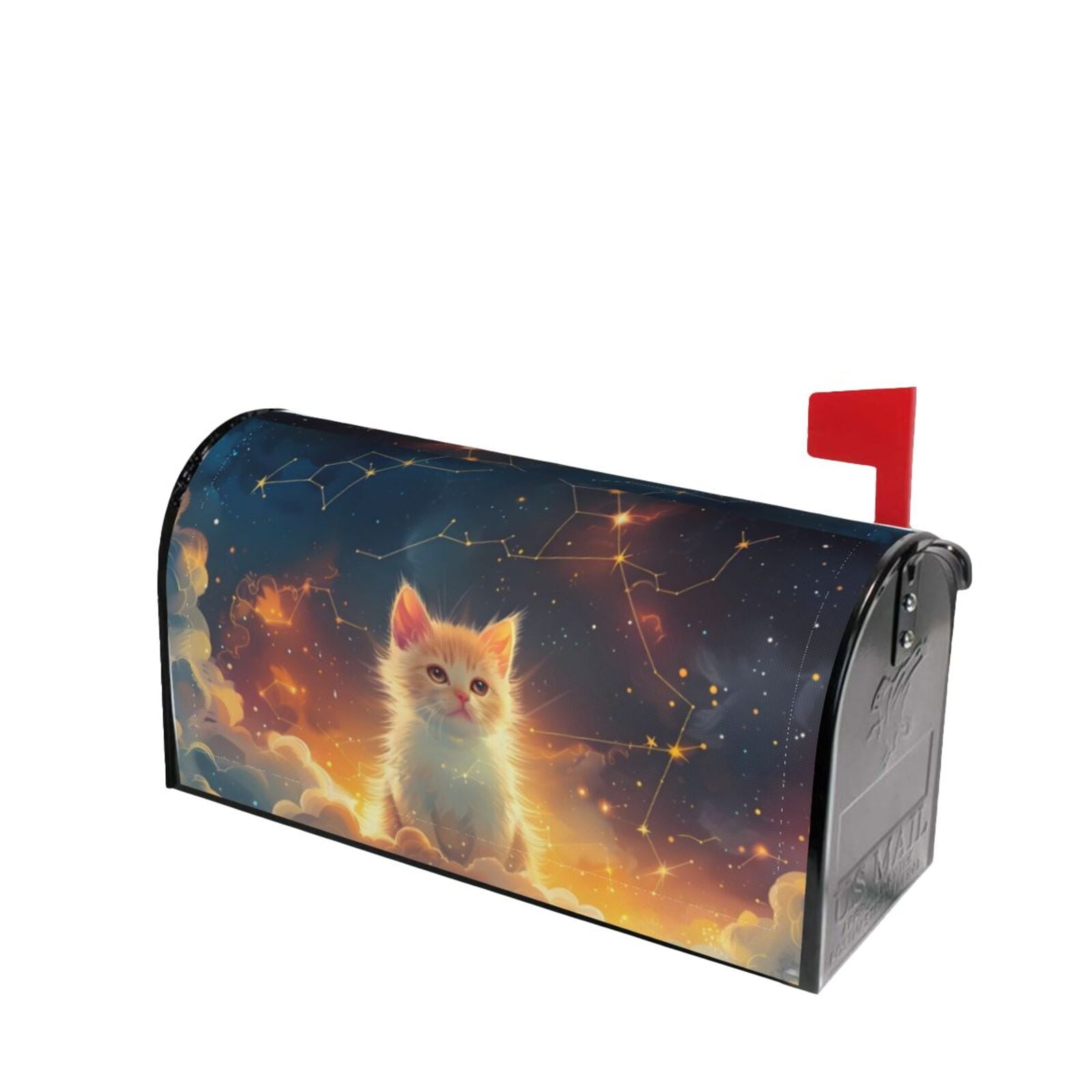 Fotbe Starry Sky Constellation Cat Mailbox Covers Post Letter Box Cover ...