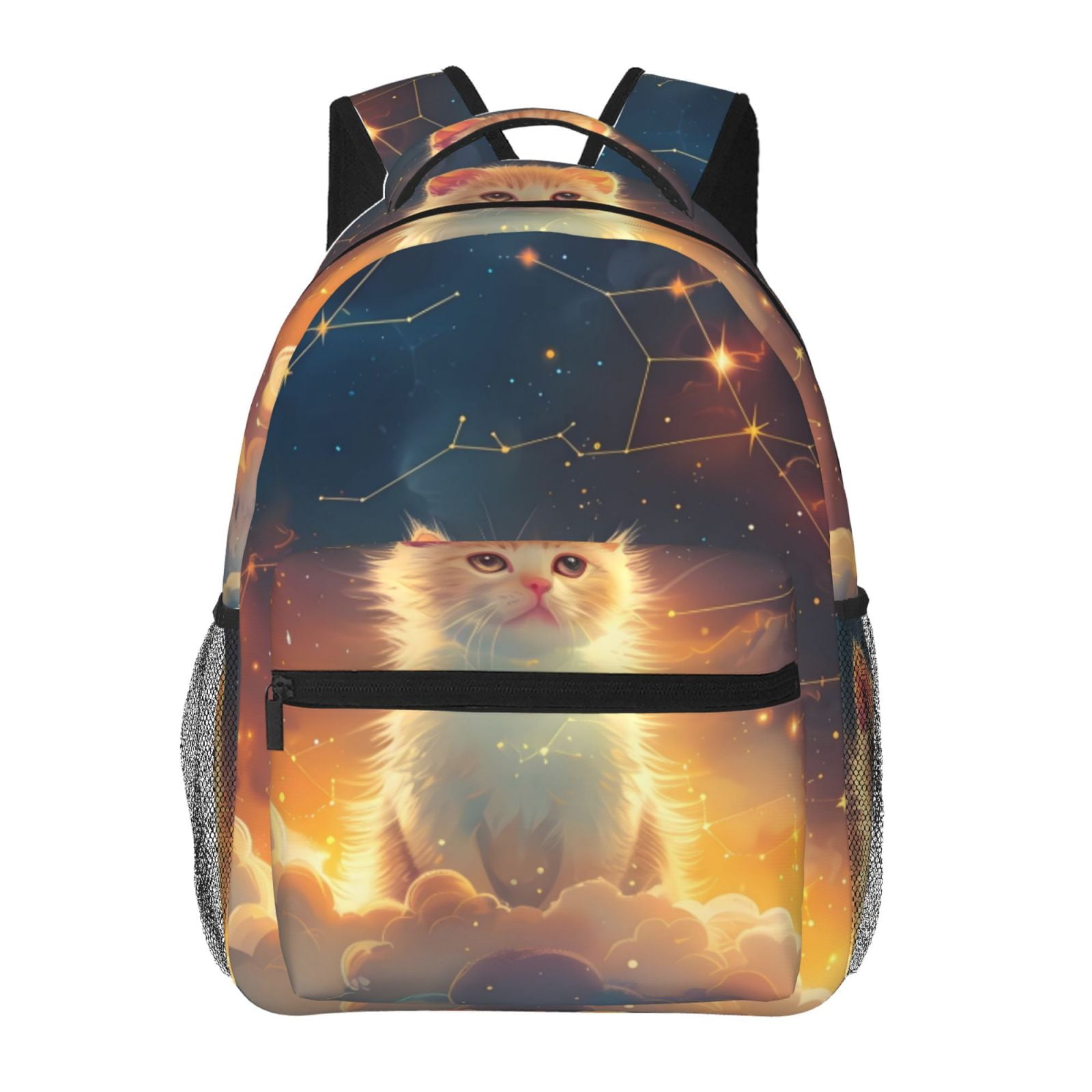 Fotbe Starry Sky Constellation Cat Pattern Casual Backpack for School ...