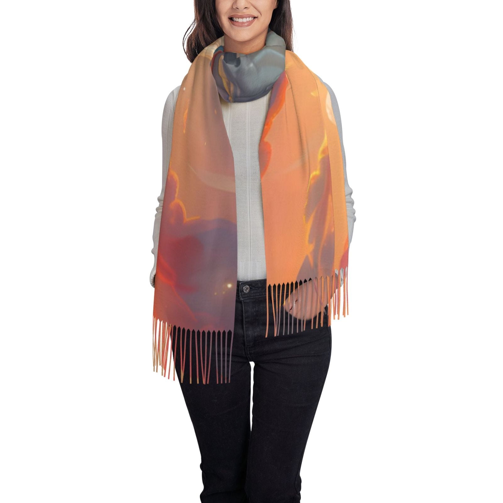 Fotbe Starry Sky Cute Horse Print Womens Fall Winter Scarf Tassel Soft Warm Blanket Scarves ...