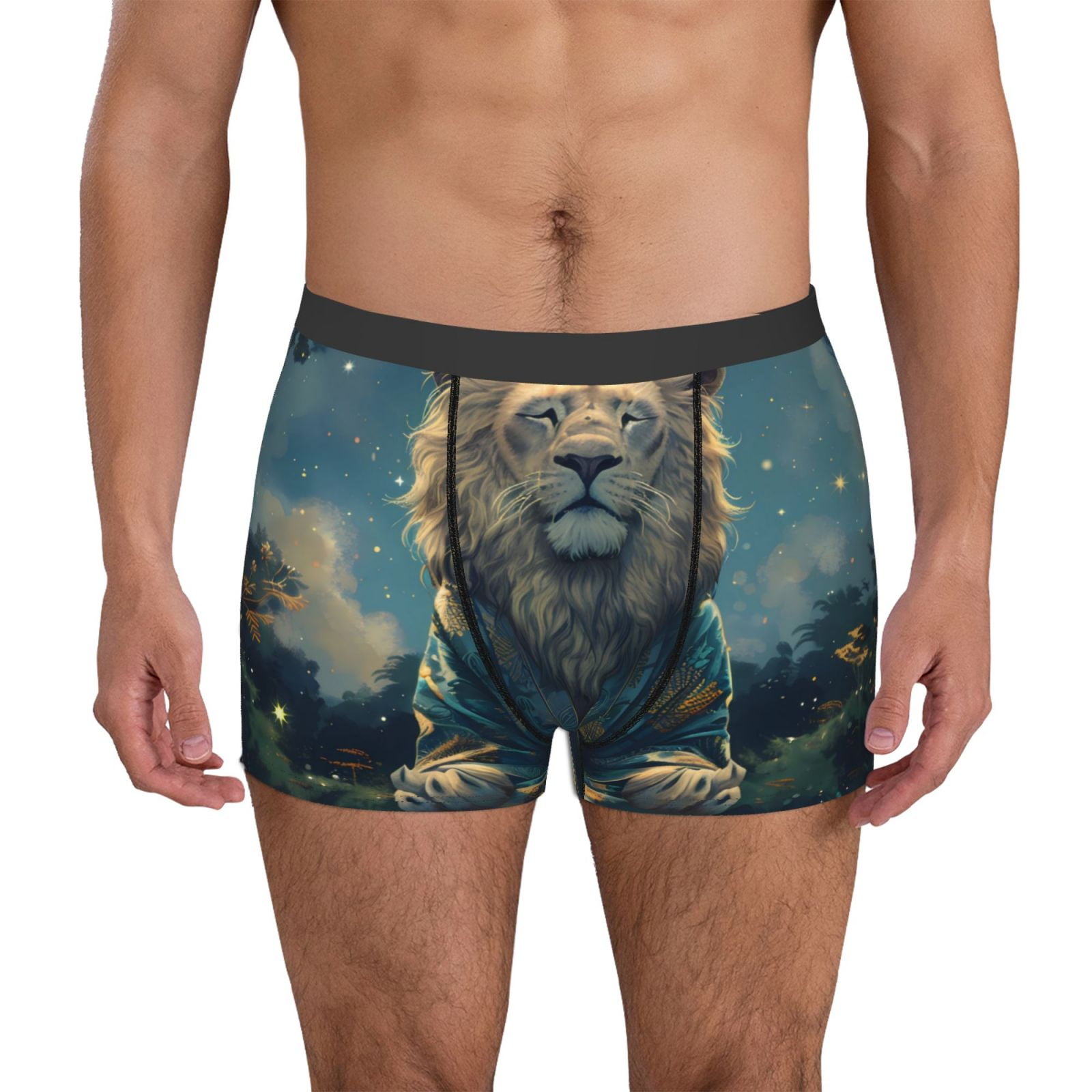 Fotbe Starry Sky Meditating Lion Men’s Total Support Pouch Boxer Briefs, X-Temp Cooling ...