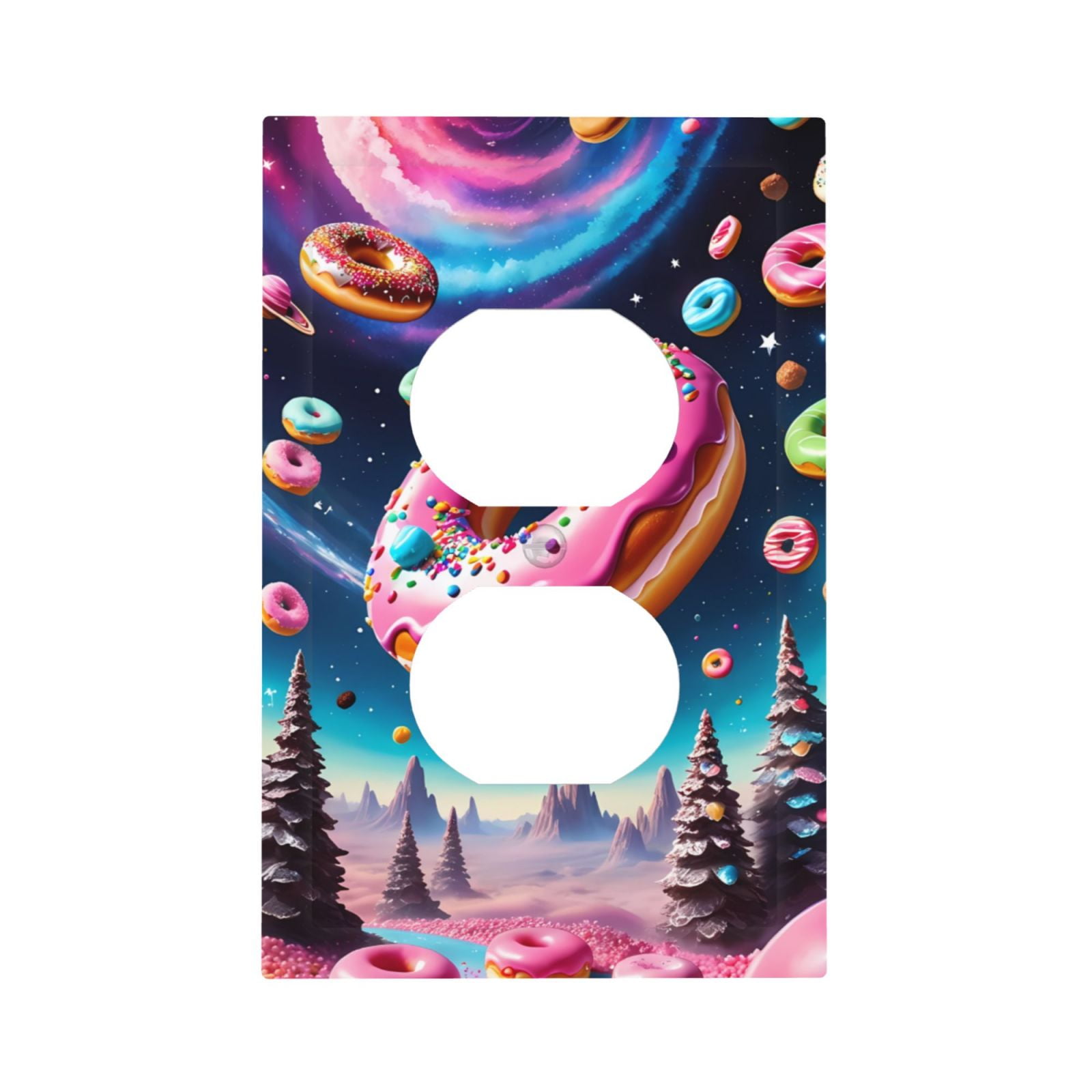 Fotbe Starry Sky Pine Tree Donut Print Duplex Receptacle Wall Plate, 1 ...