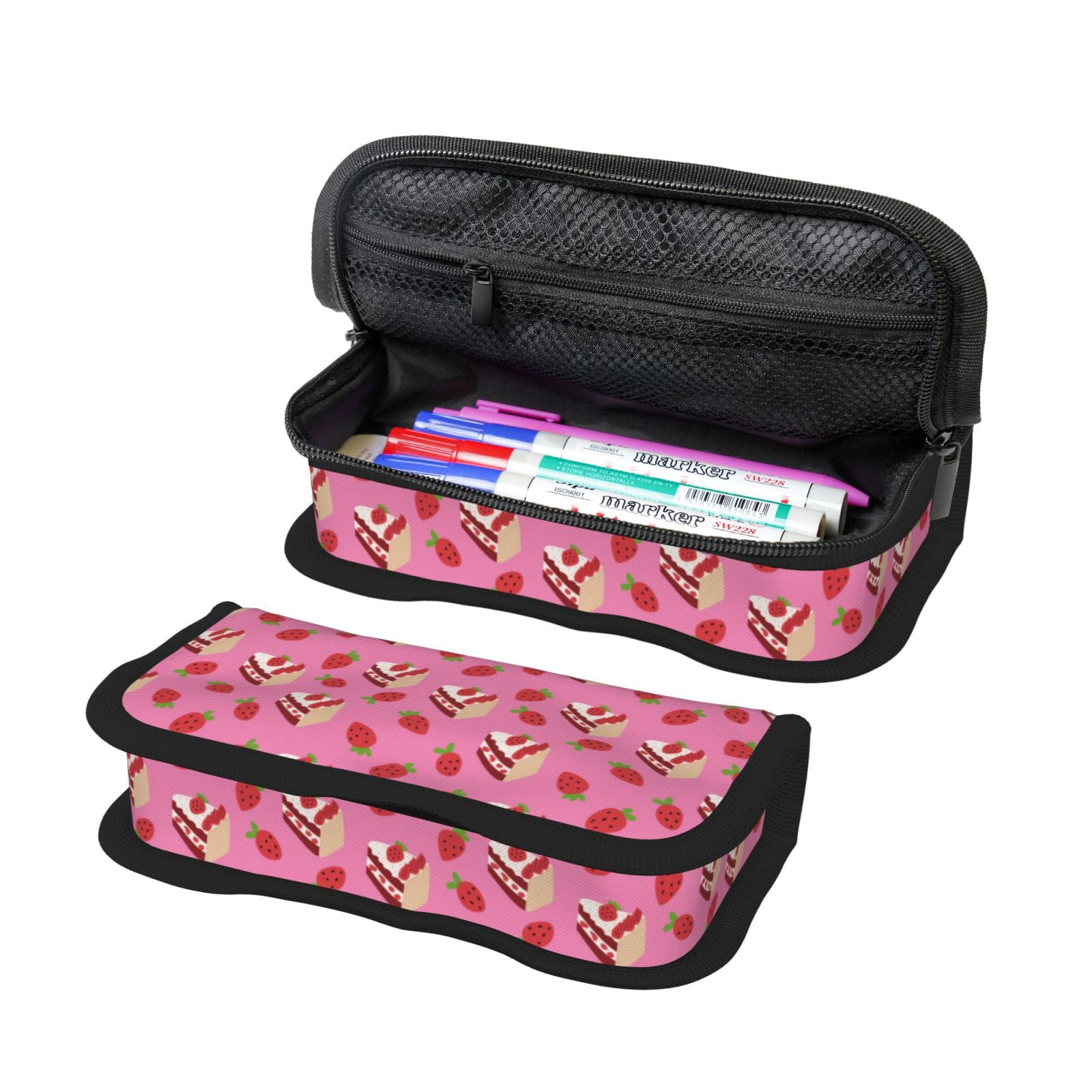 Fotbe Strawberry Cake Pattern Pencil Case,Canvas Pen Case, Multi- Slot ...