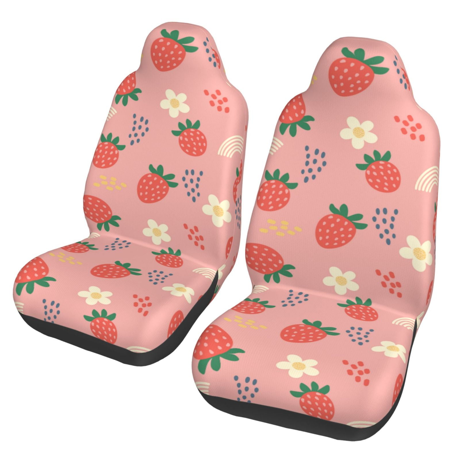 Fotbe Strawberry Floral Pattern Automotive Seat Covers for Cars Trucks ...