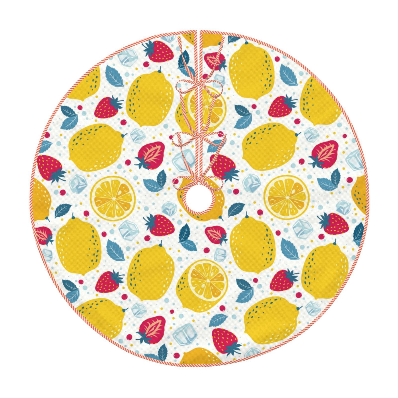 Fotbe Strawberry Lemon Pattern Christmas Tree Skirt, Tree Skirts Plush ...