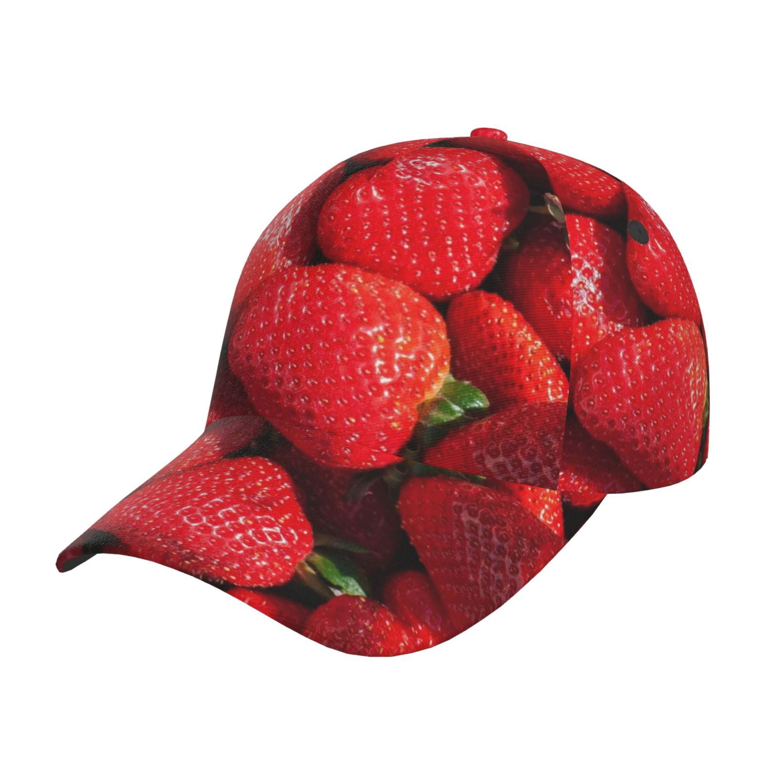 Fotbe Strawberry Red Baseball Cap, Strawberry Red Print Dad Hat,Outdoor ...