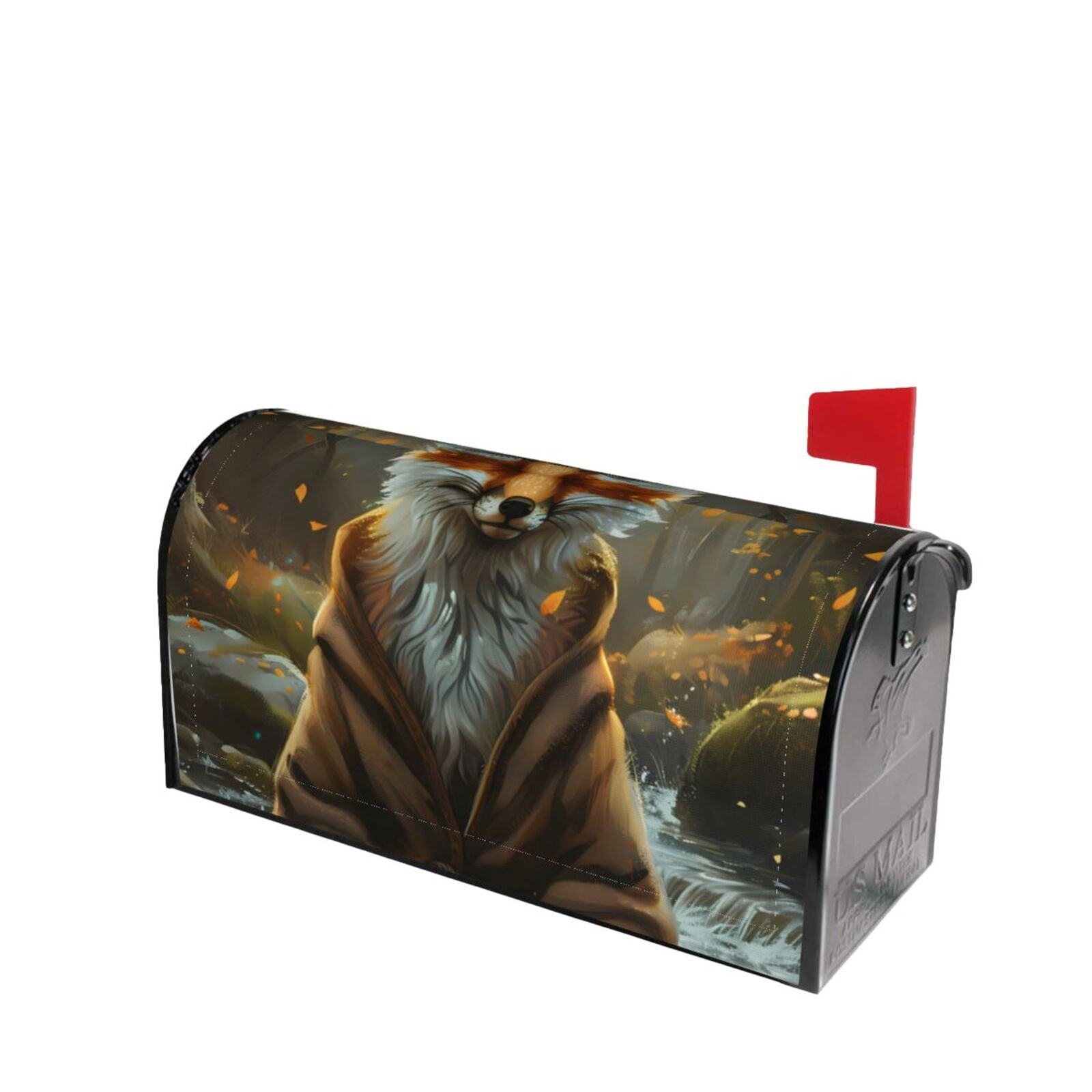 Fotbe Streamside Meditating Fox Mailbox Covers Post Letter Box Cover ...