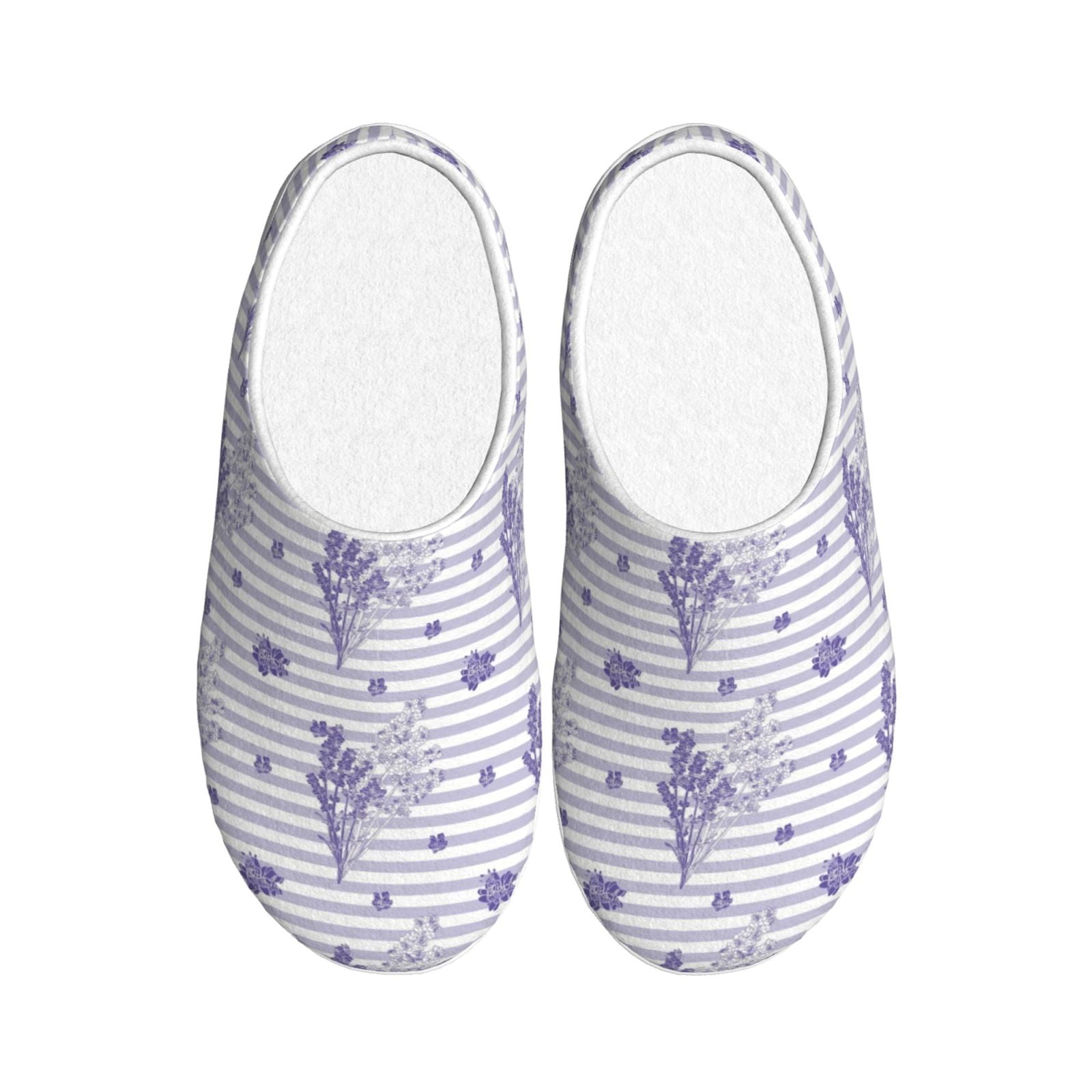 Fotbe Stripes and Sprigs of Lavender Pattern Women's Fuzzy Curly Fur ...
