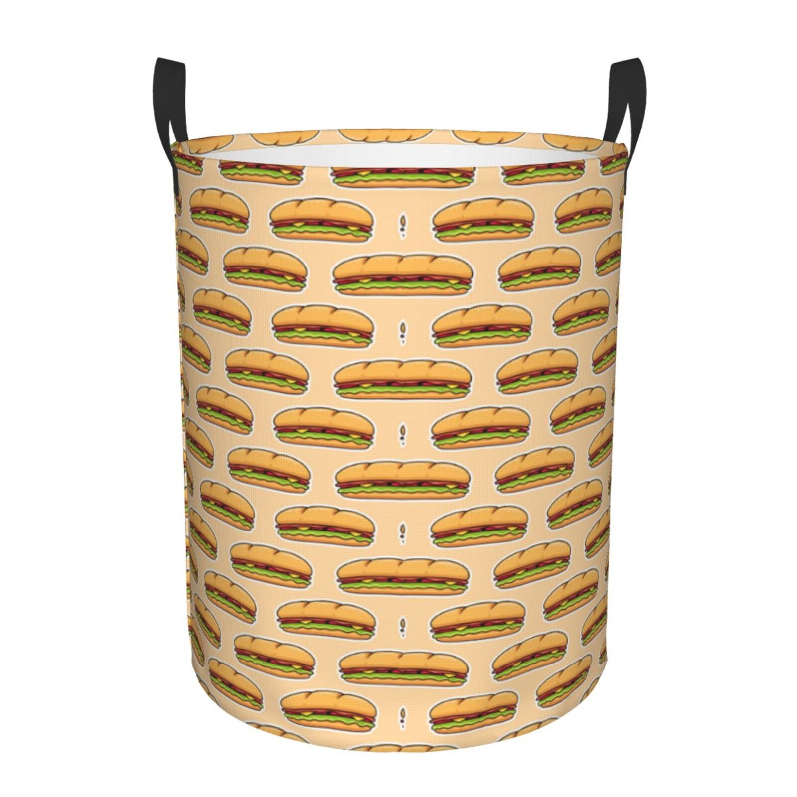 Fotbe Submarine Sub Sandwich Pattern Laundry Basket with Handles ...