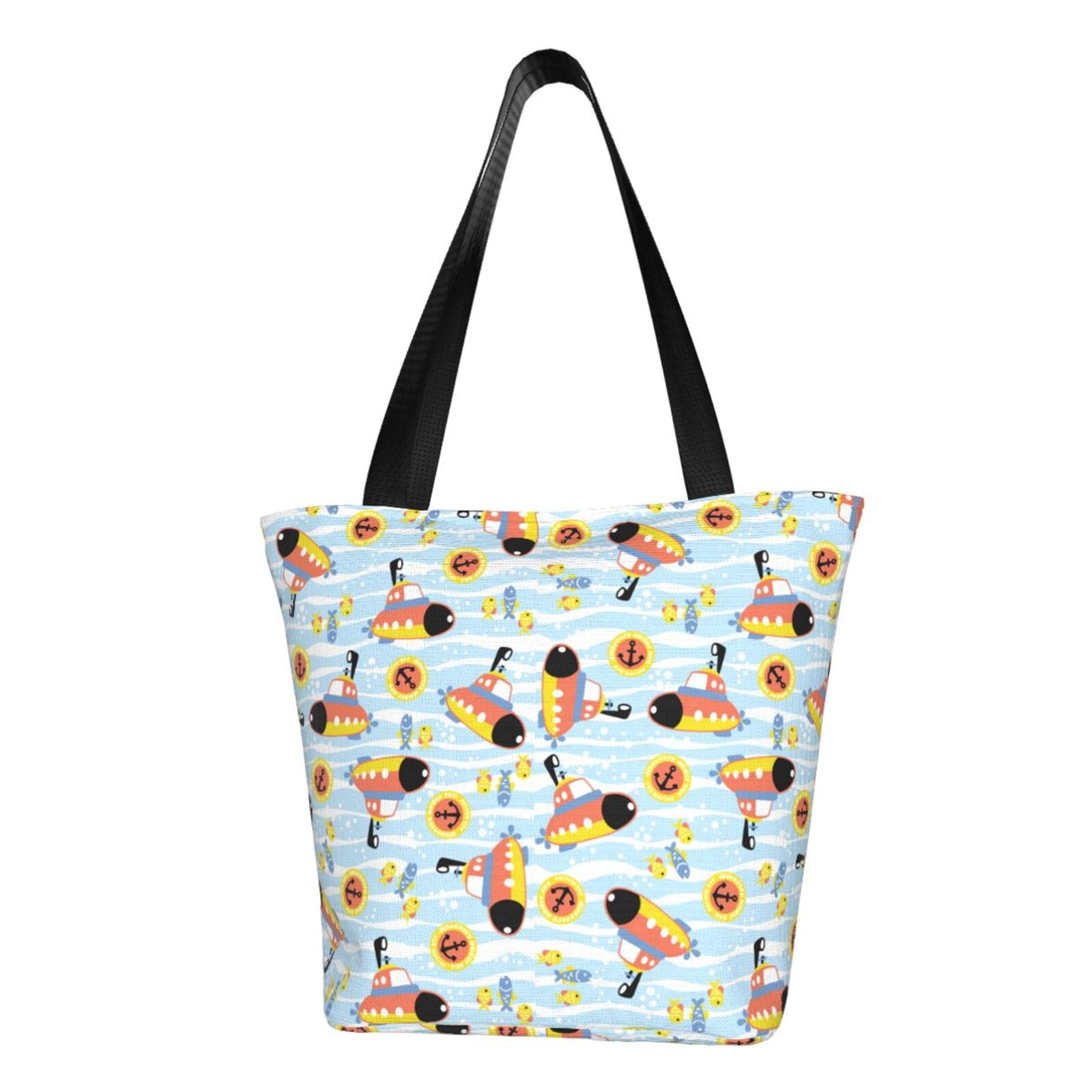 Fotbe Submarine With Fishes Undersea Pattern Beach Tote,Shoulder ...